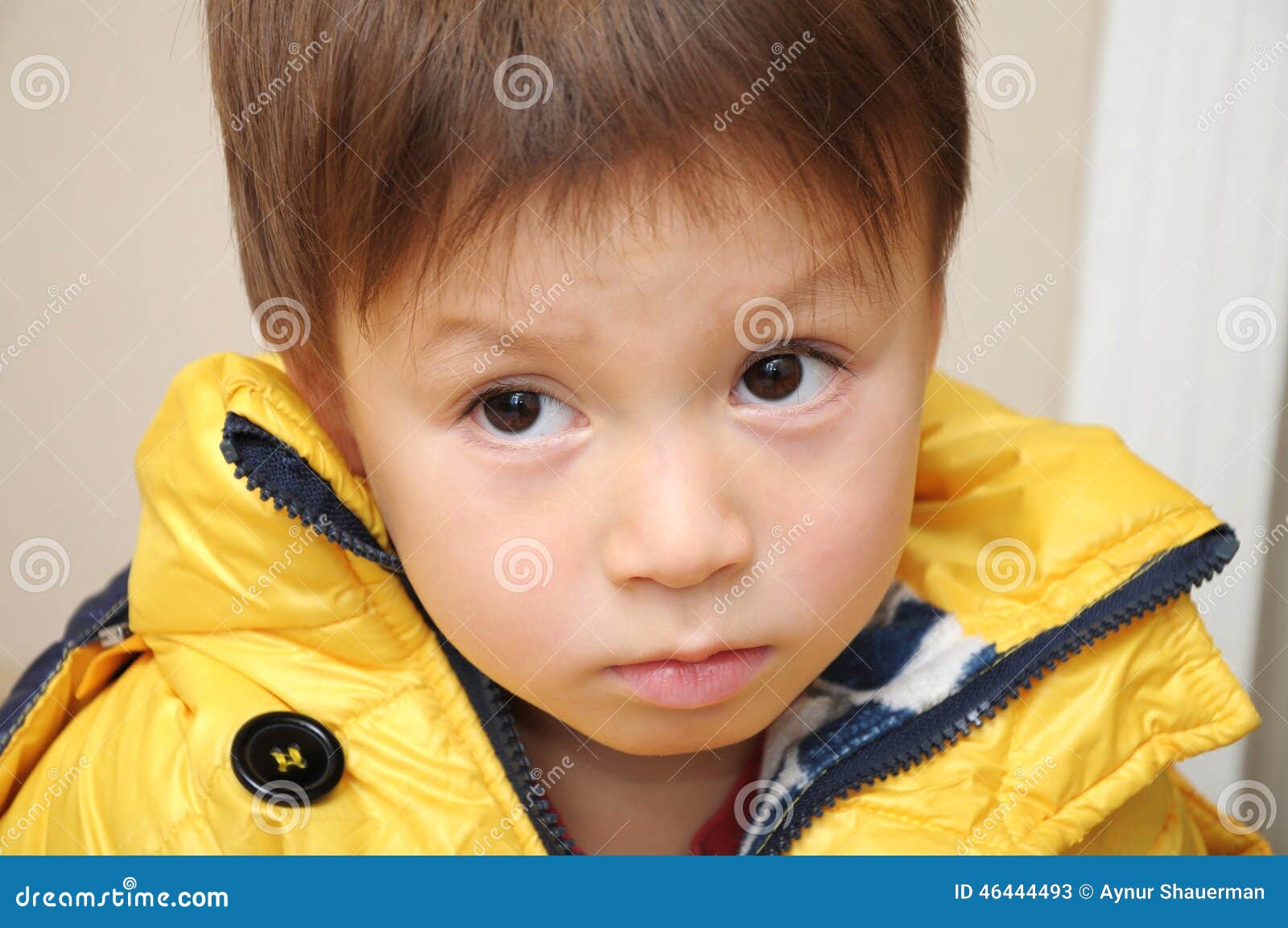 Sadly cute boy portrait stock image. Image of jacket - 46444493