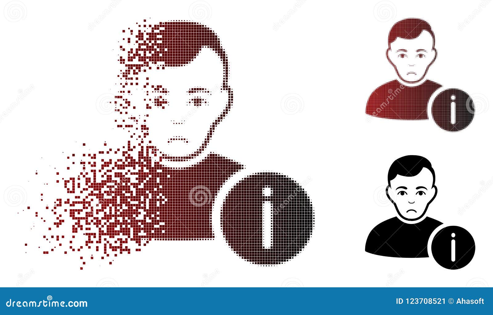 Sadly Fractured Pixelated Halftone User Info Icon Stock Vector ...