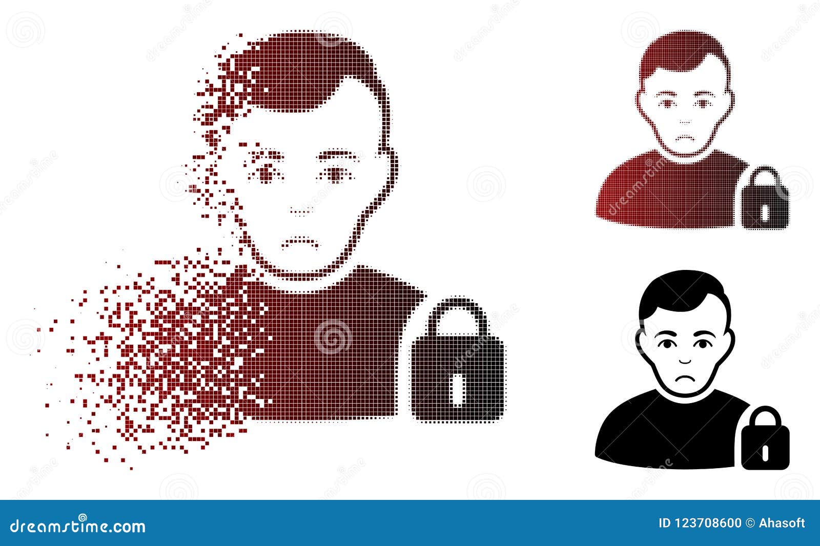 Moving Pixelated Halftone Patient Head Icon Cartoon Vector ...