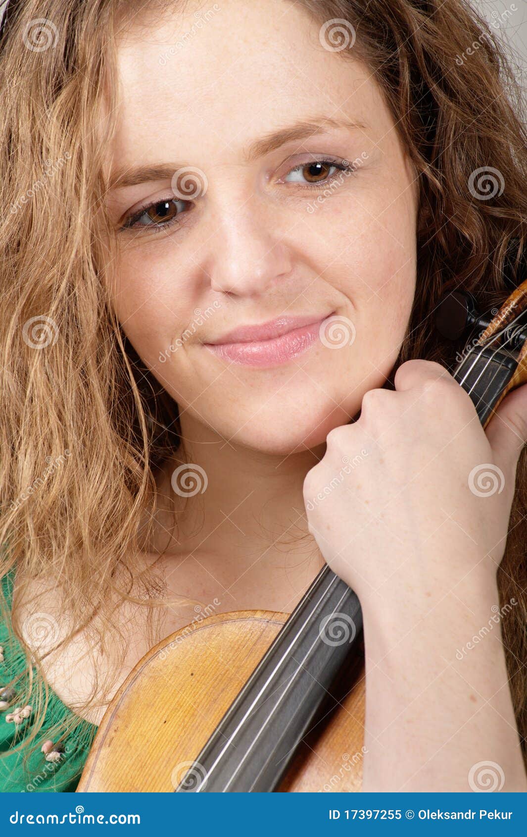 Sadly Smiling Woman with Violin Stock Image - Image of beautiful, face ...