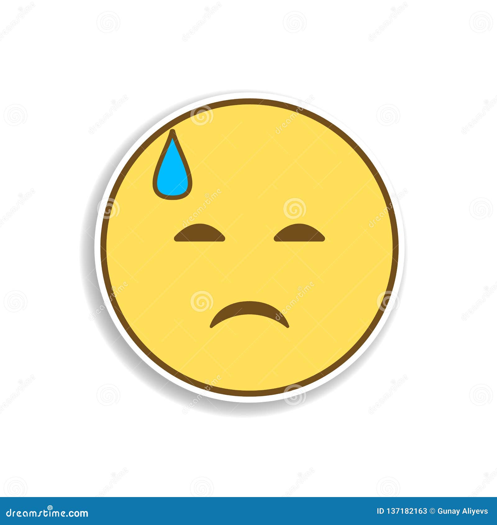 Sadness in a Cold Sweat Colored Emoji Sticker Icon. Element of Emoji ...