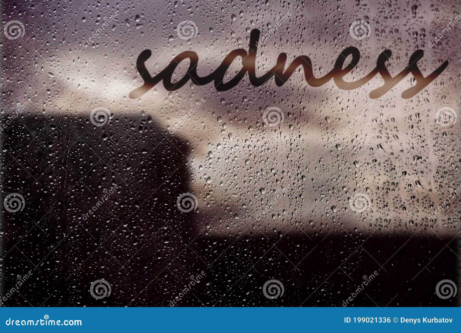 Sadness text on window stock photo. Image of inscription - 199021336