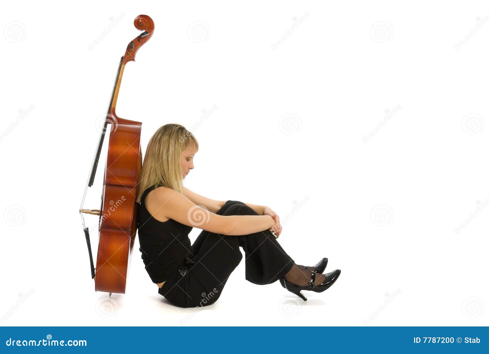 Sadness Woman Musician with Cello Stock Photo - Image of beautiful ...