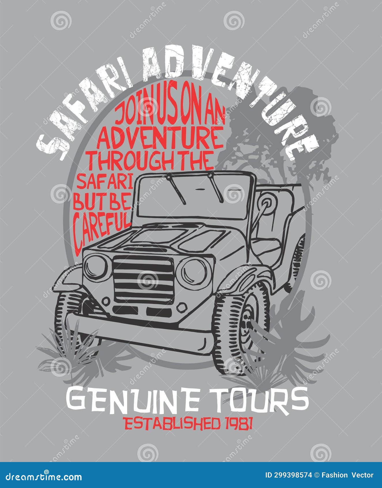 Safari Adventure Car Vector Art Print Stock Illustration - Illustration ...