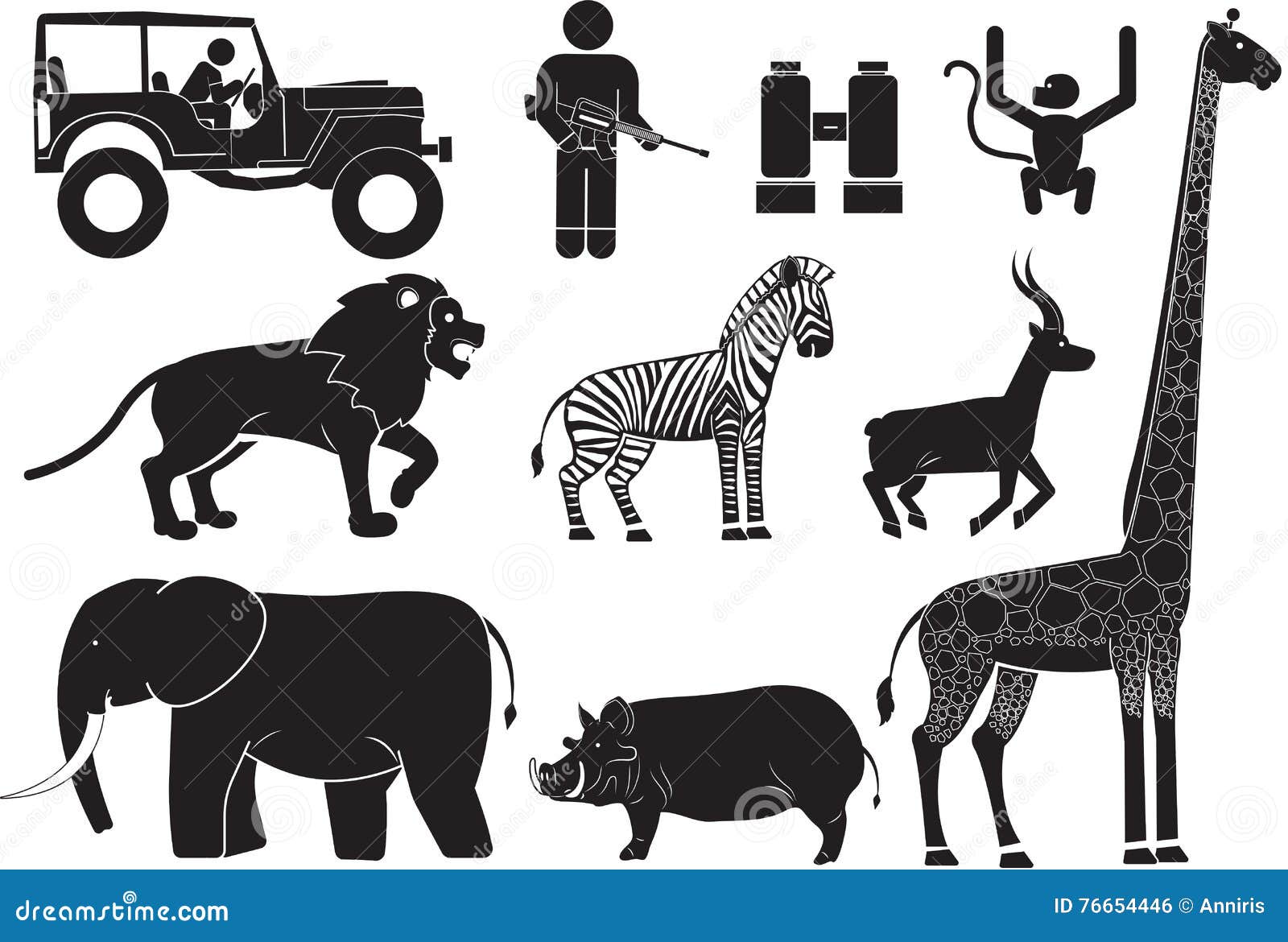 Safari stock vector. Illustration of jungle, monkey, design - 76654446