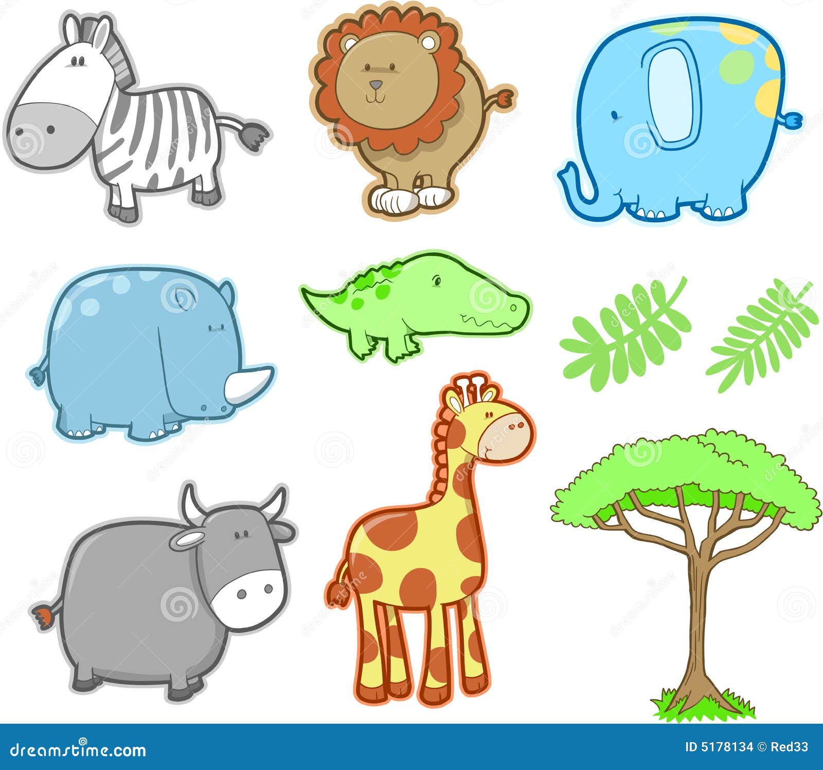 Safari Animal Vector Set stock vector. Illustration of sunny - 5178134