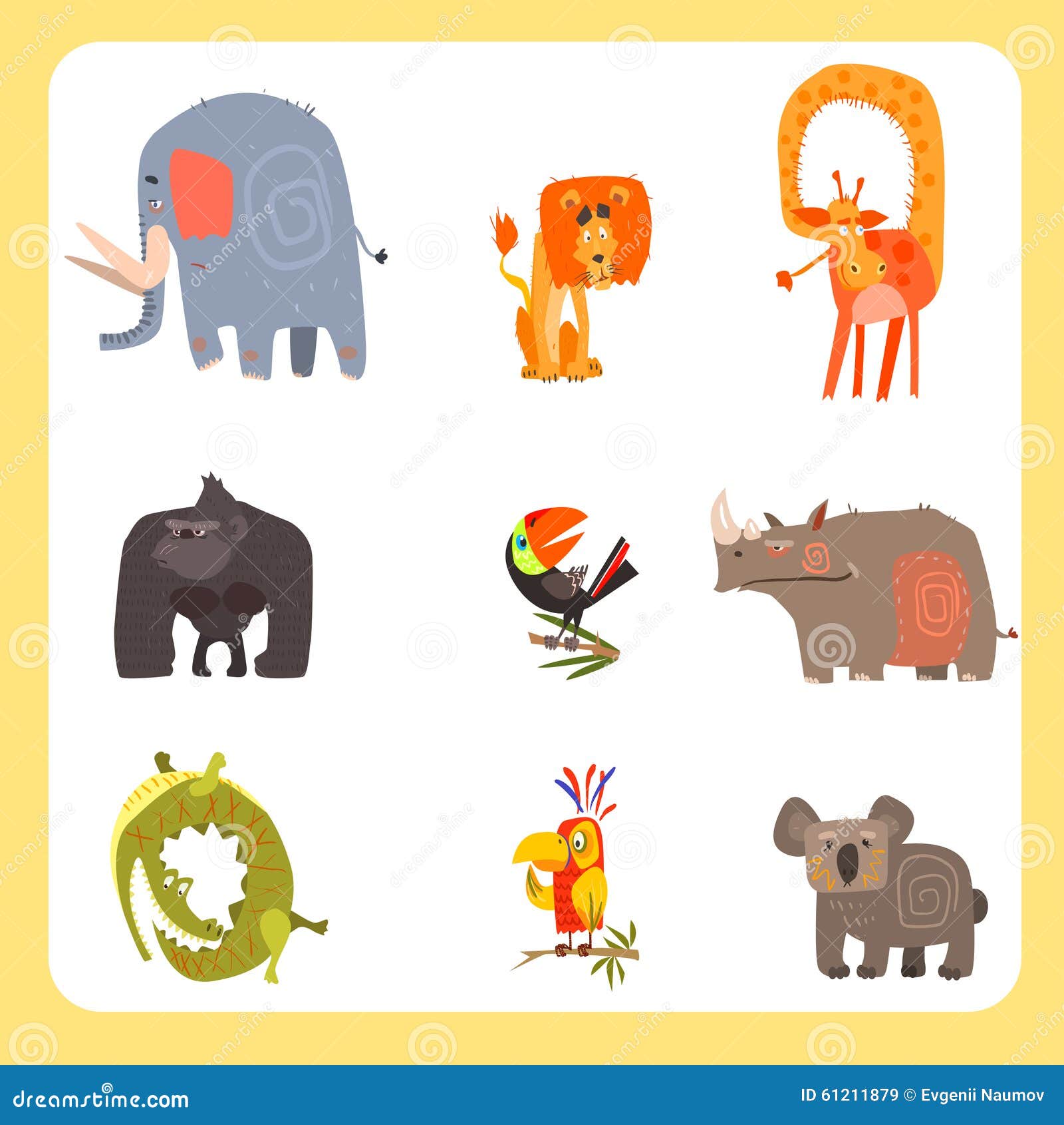 Safari Animals And Birds Vector Illustration Set | CartoonDealer.com ...