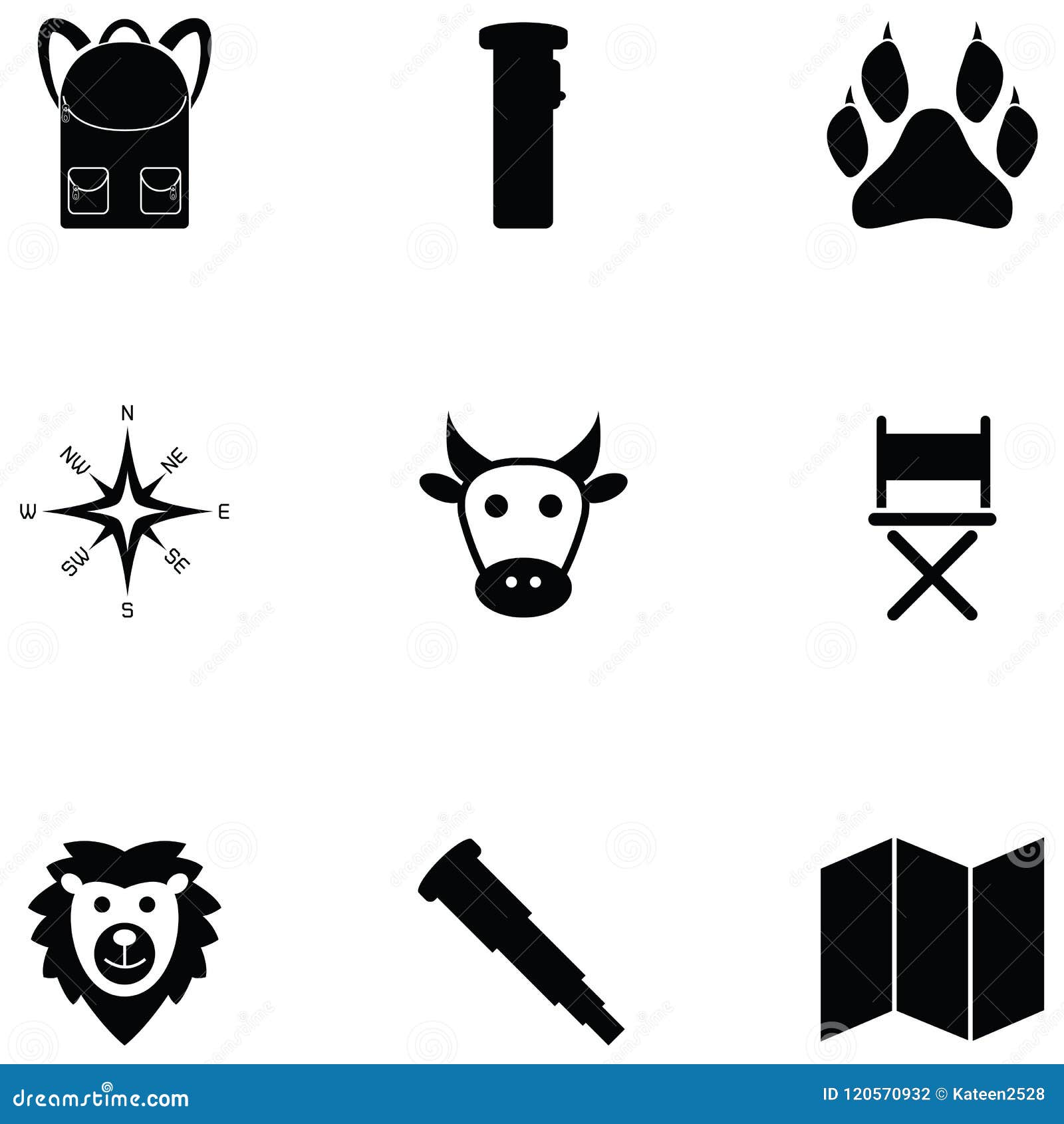 Safari icon set stock vector. Illustration of compass - 120570932