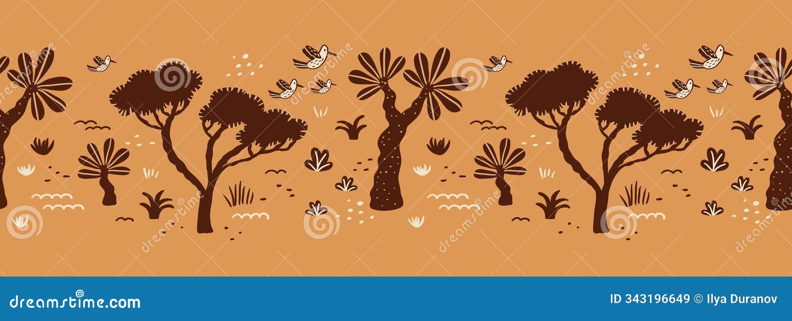 Safari Landscape Border Pattern Stock Illustration - Illustration of ...