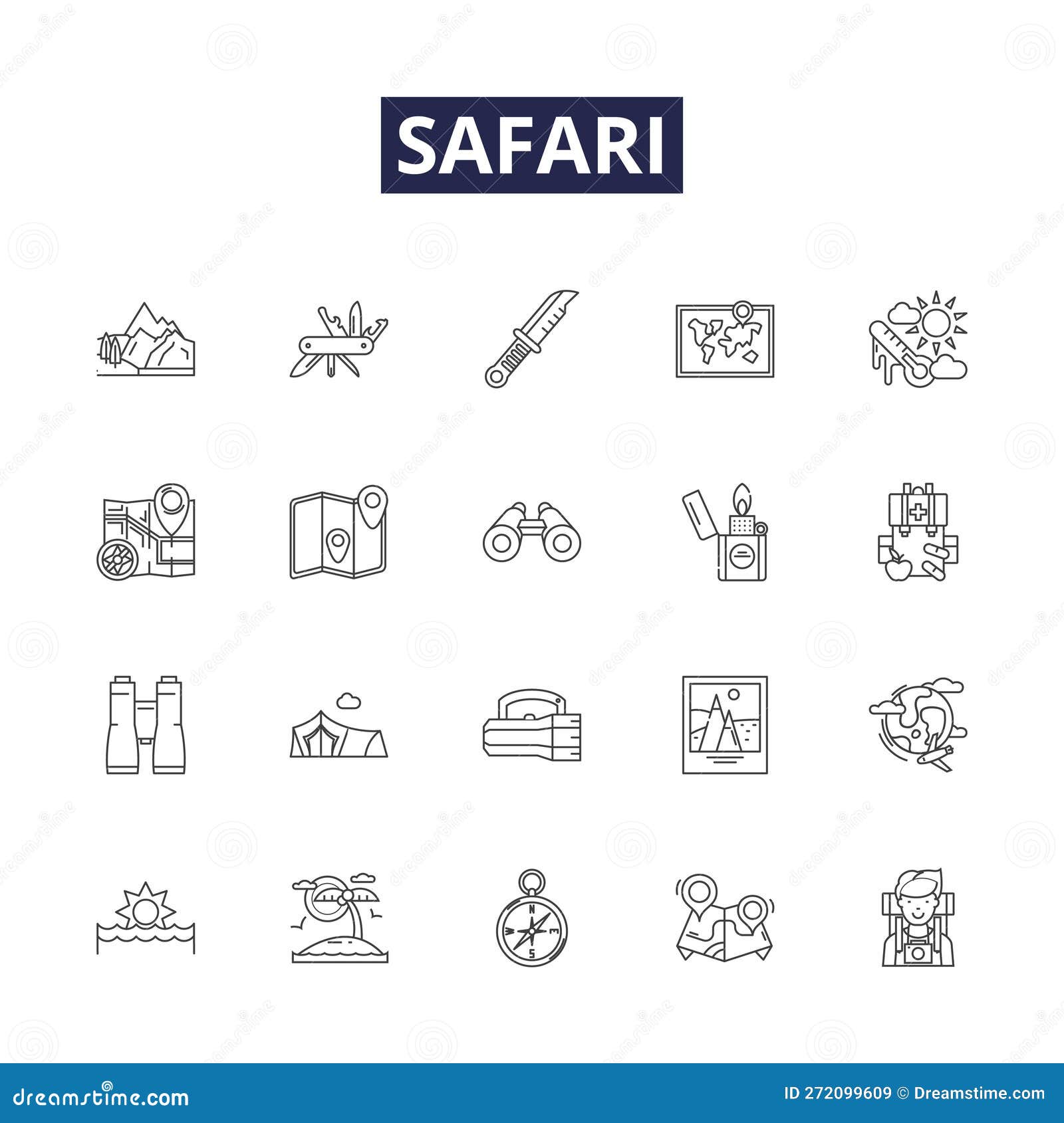 Safari Line Icon. Wildlife African Silhouettes With African Wild ... Safari Line Icon. Wildlife African Silhouettes With African Wild ...