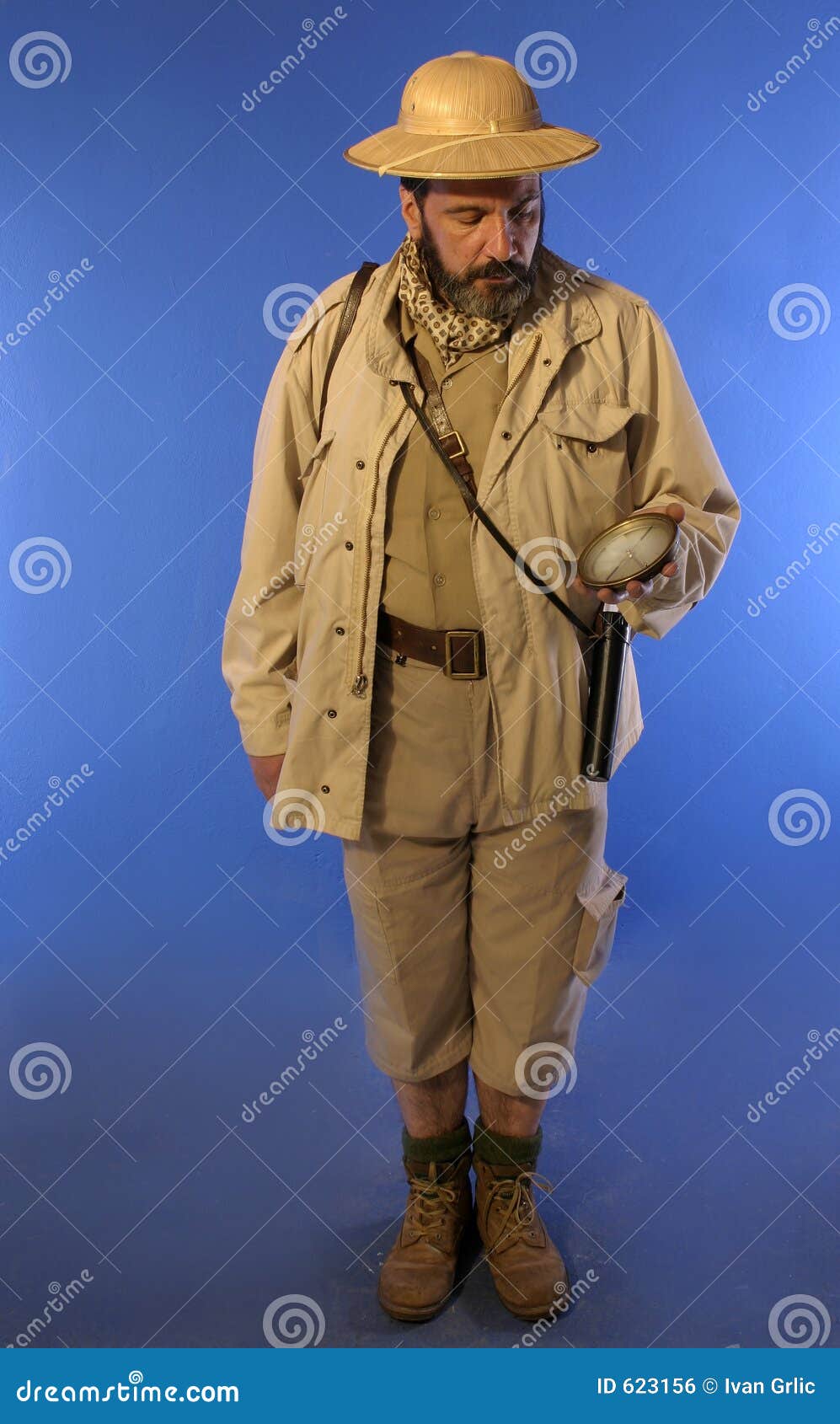 Safari man stock photo. Image of camp, compass, tourist - 623156