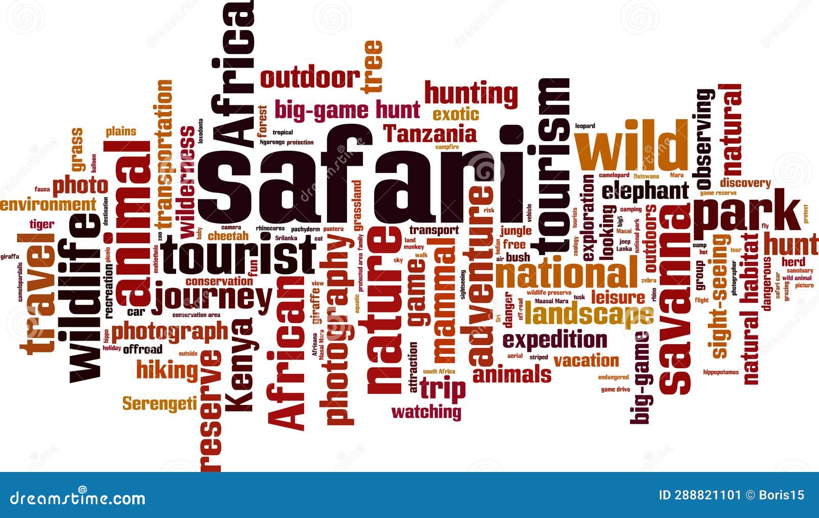 Safari word cloud stock vector. Illustration of tourism - 288821101