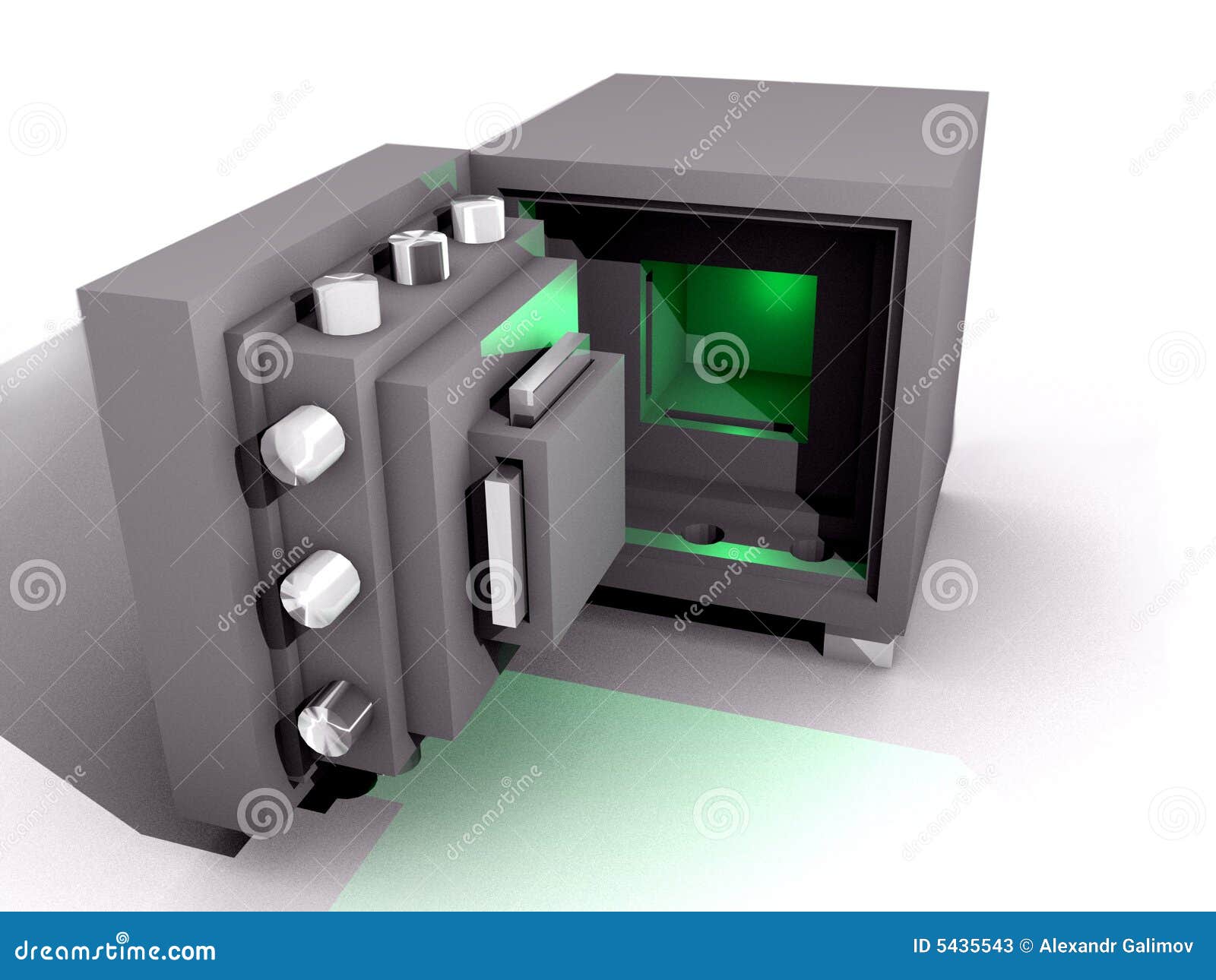 Safe 3d stock illustration. Illustration of green, money - 5435543