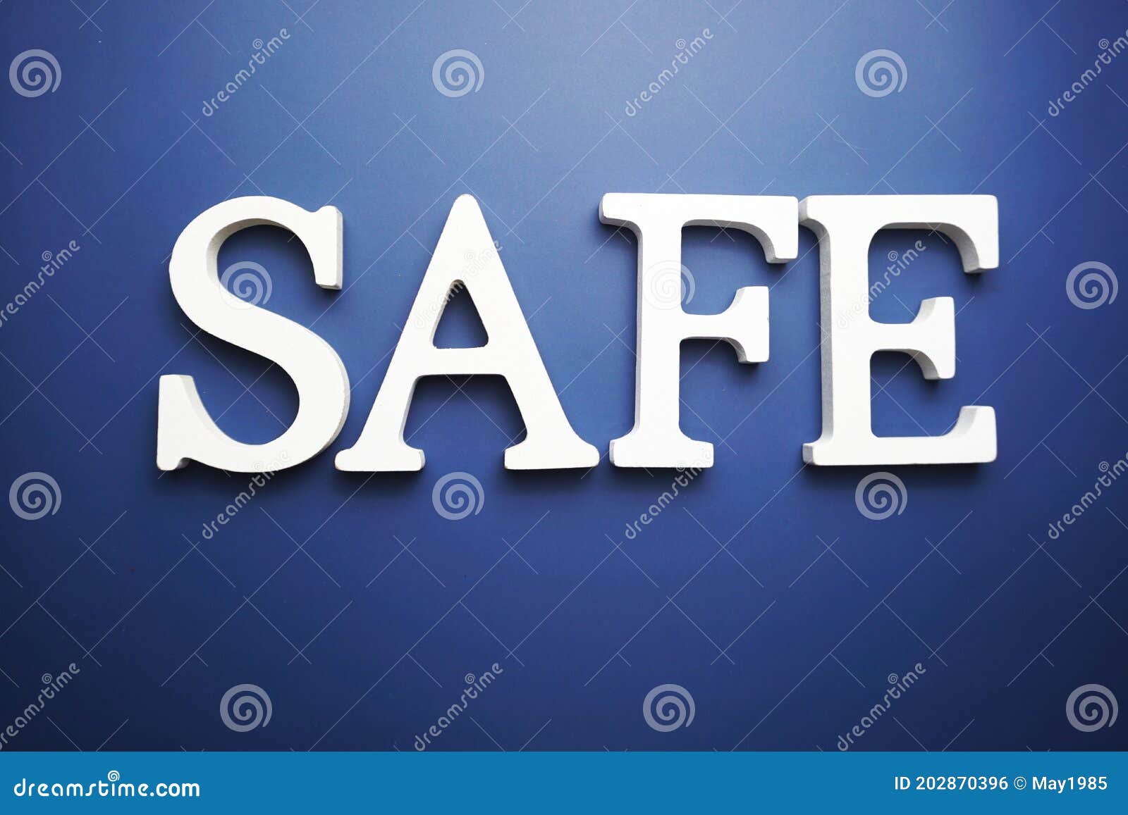 Safe Alphabet Letter on Blue Background Stock Photo - Image of close ...