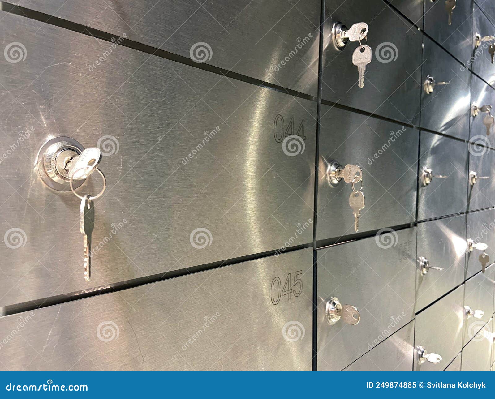 Safe Bank with Key, Safe Deposit Boxes Room Inside of a Bank Vault ...