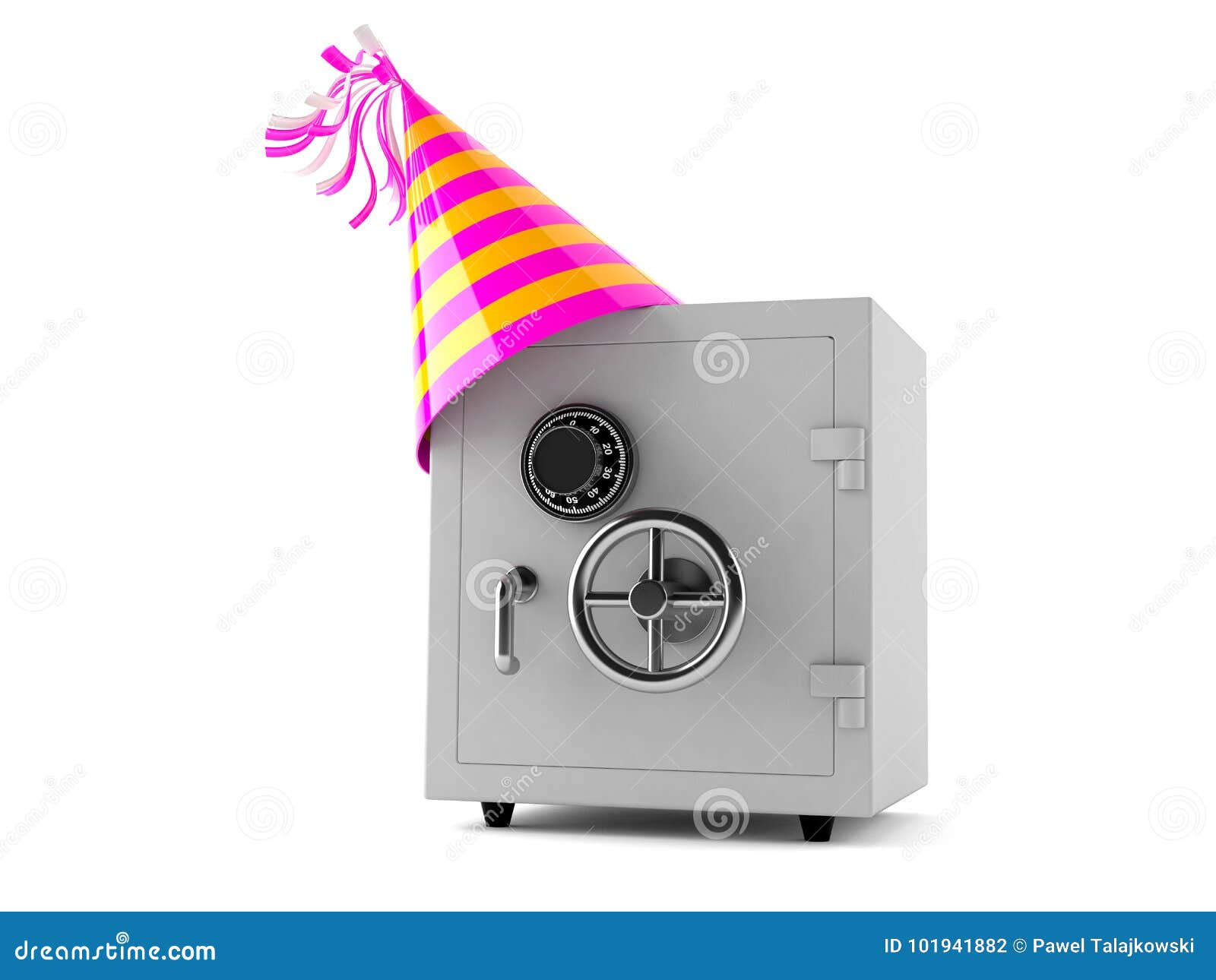 Safe with birthday hat stock illustration. Illustration of protect ...