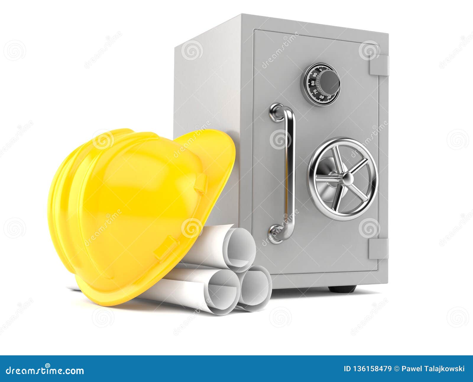 Safe with blueprints stock illustration. Illustration of architecture ...