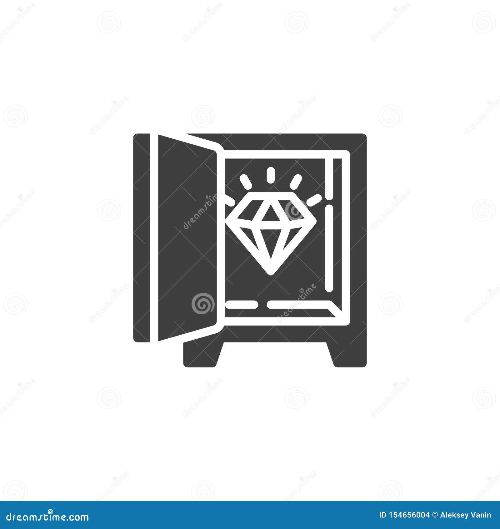 Safe Box with Diamond Vector Icon Stock Vector - Illustration of simple ...