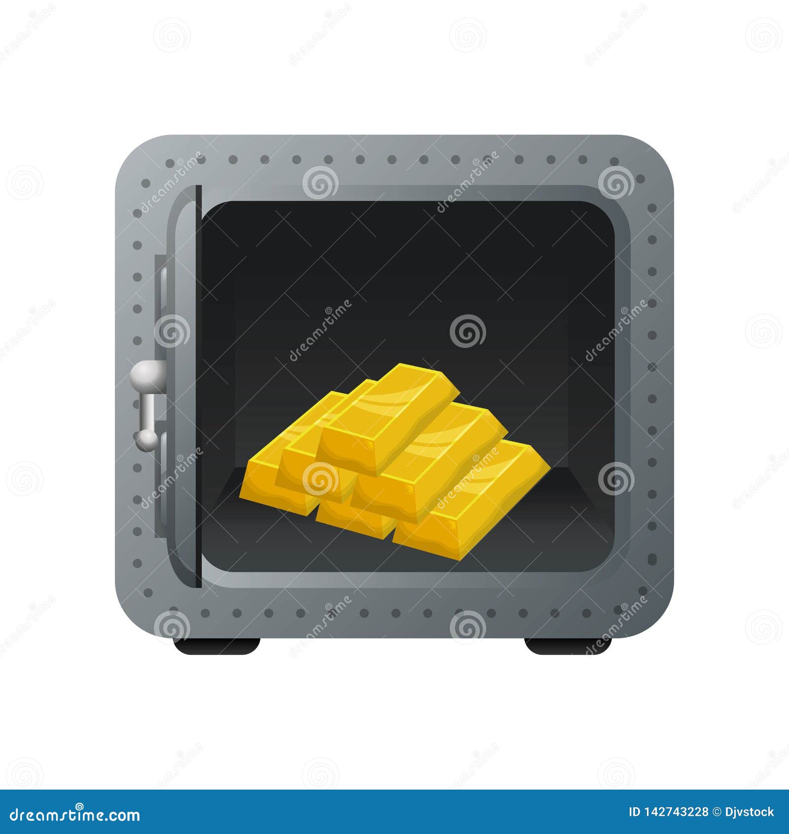 Safe box with gold bullion stock vector. Illustration of bank - 142743228