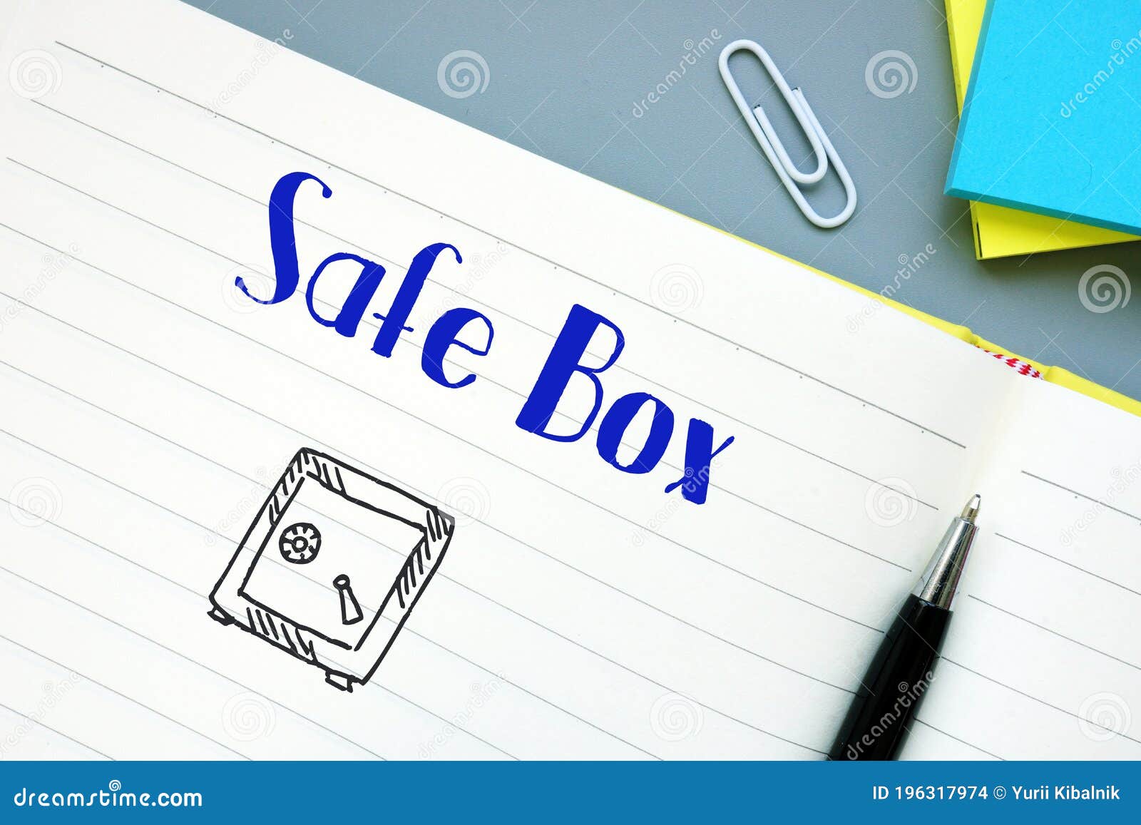 Safe Box Inscription on the Piece of Paper Stock Photo - Image of text ...