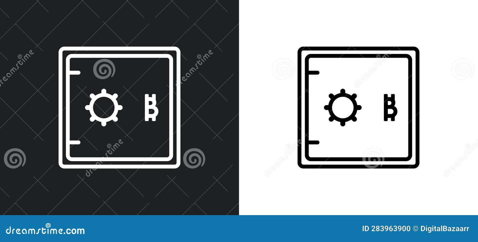 Safe Box Outline Icon in White and Black Colors. Safe Box Flat Vector ...