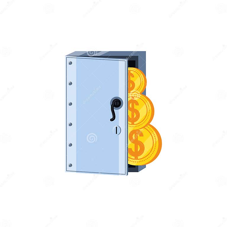 Safe Box Security with Coins Stock Vector - Illustration of banking ...
