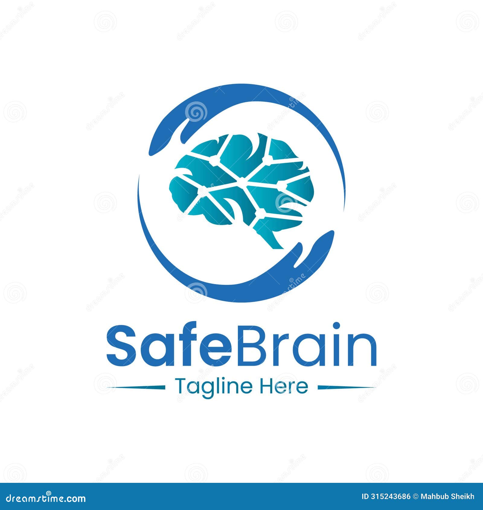 Safe Brain Logo Design Template. Brain Care Logo. Stock Vector ...