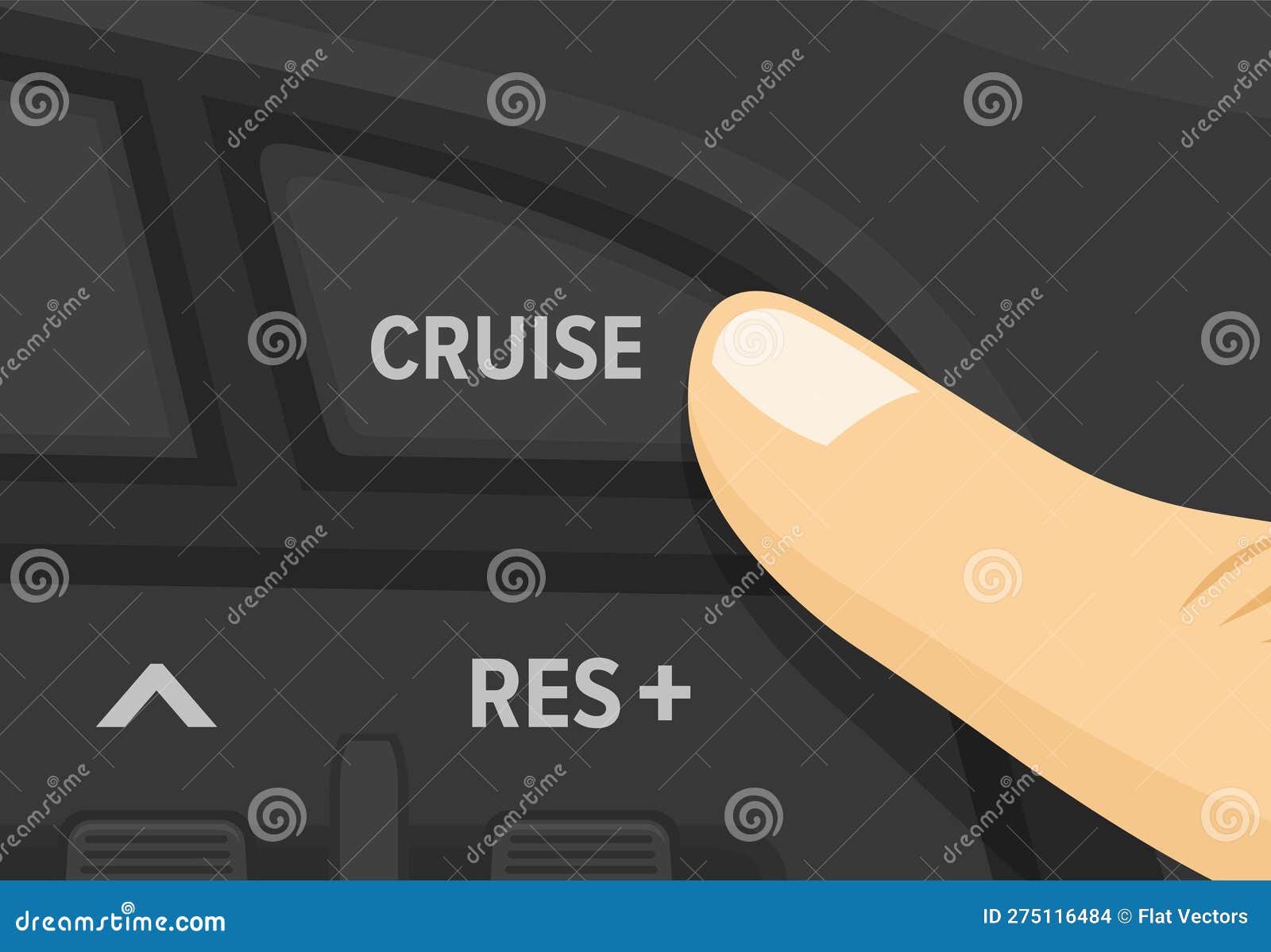 Safe Car Driving. Finger Pressing Cruise Control Button. Close-up View ...
