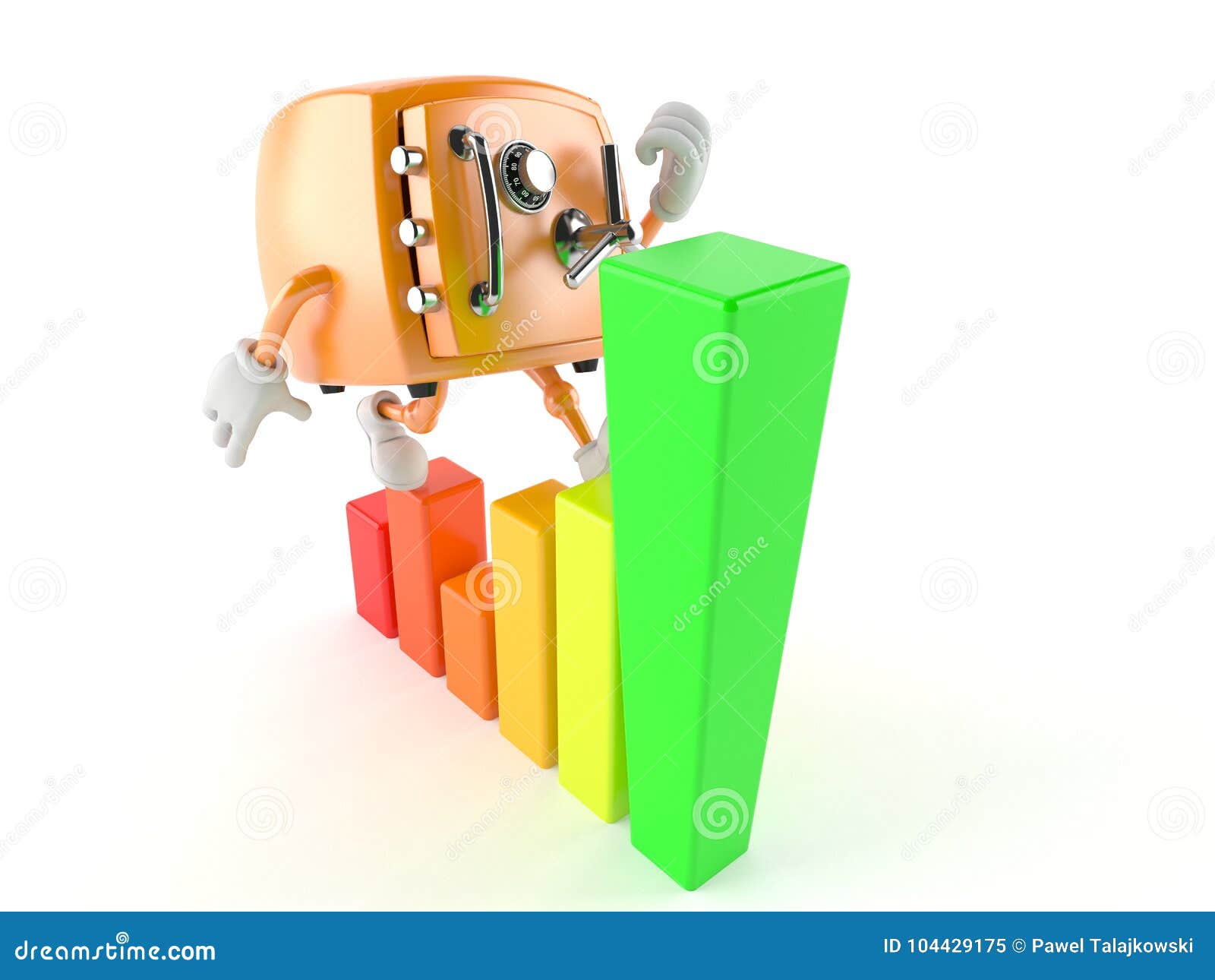 Safe character with chart stock illustration. Illustration of growth ...