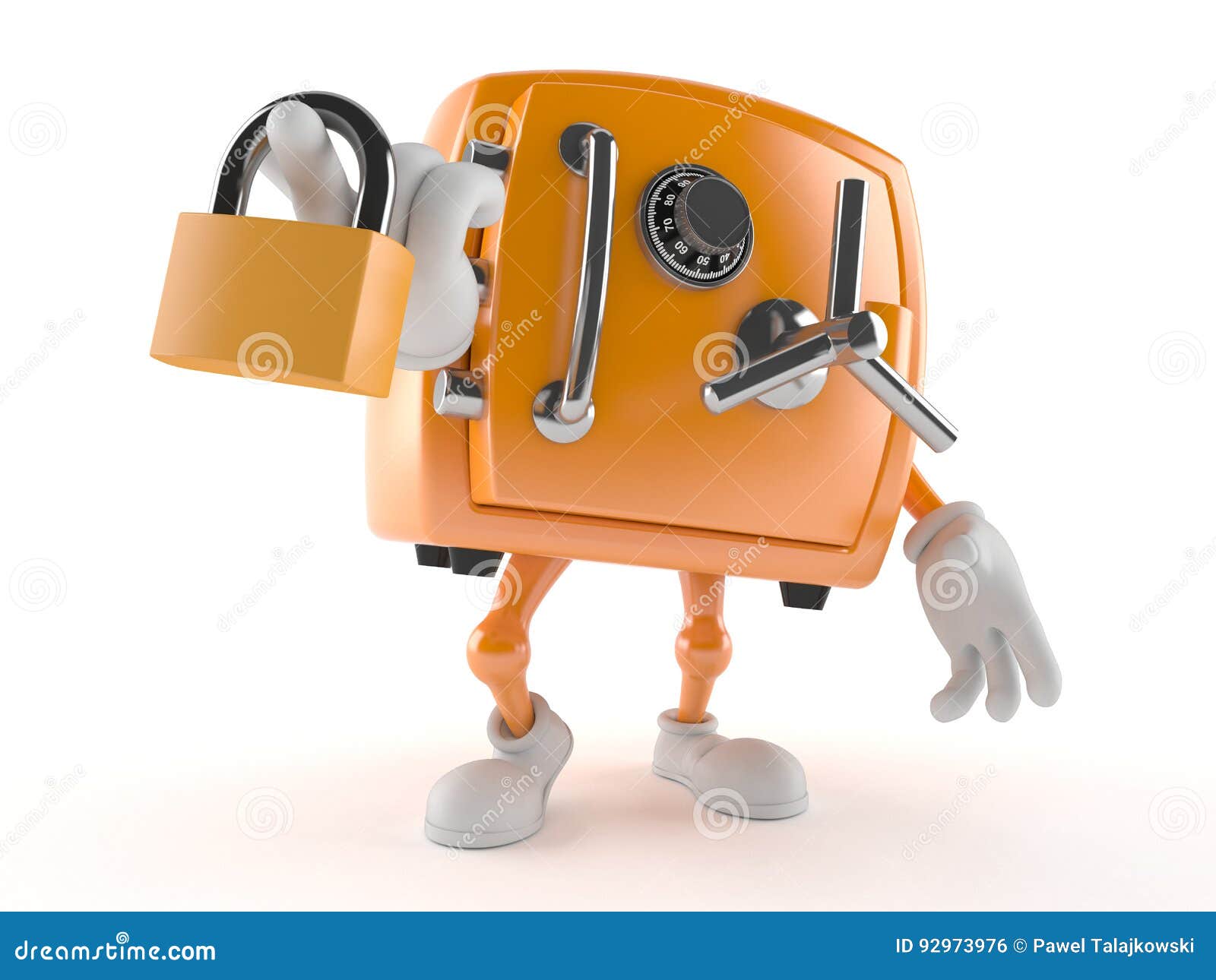 Safe Character with Padlock Stock Illustration - Illustration of locked ...