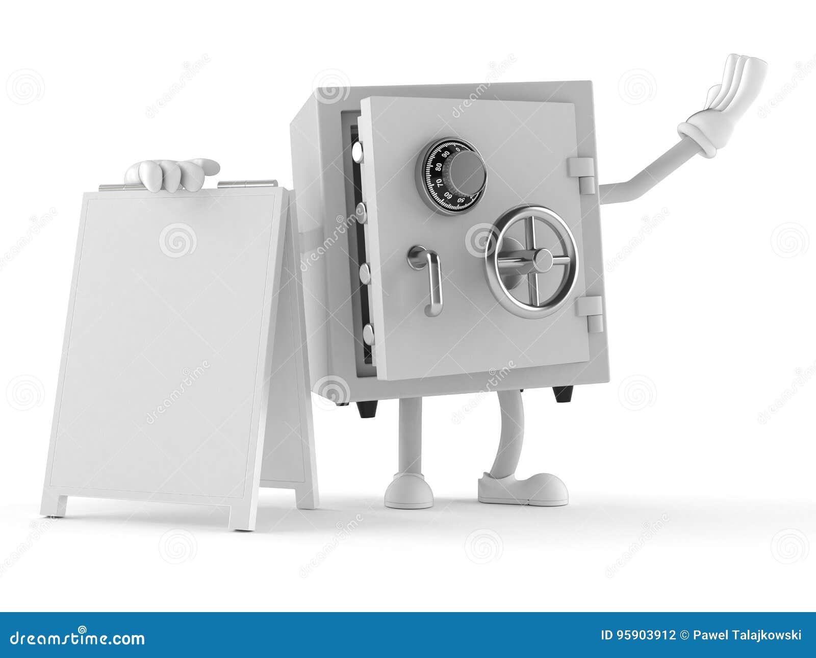 Safe Character with Signboard Stock Illustration - Illustration of ...