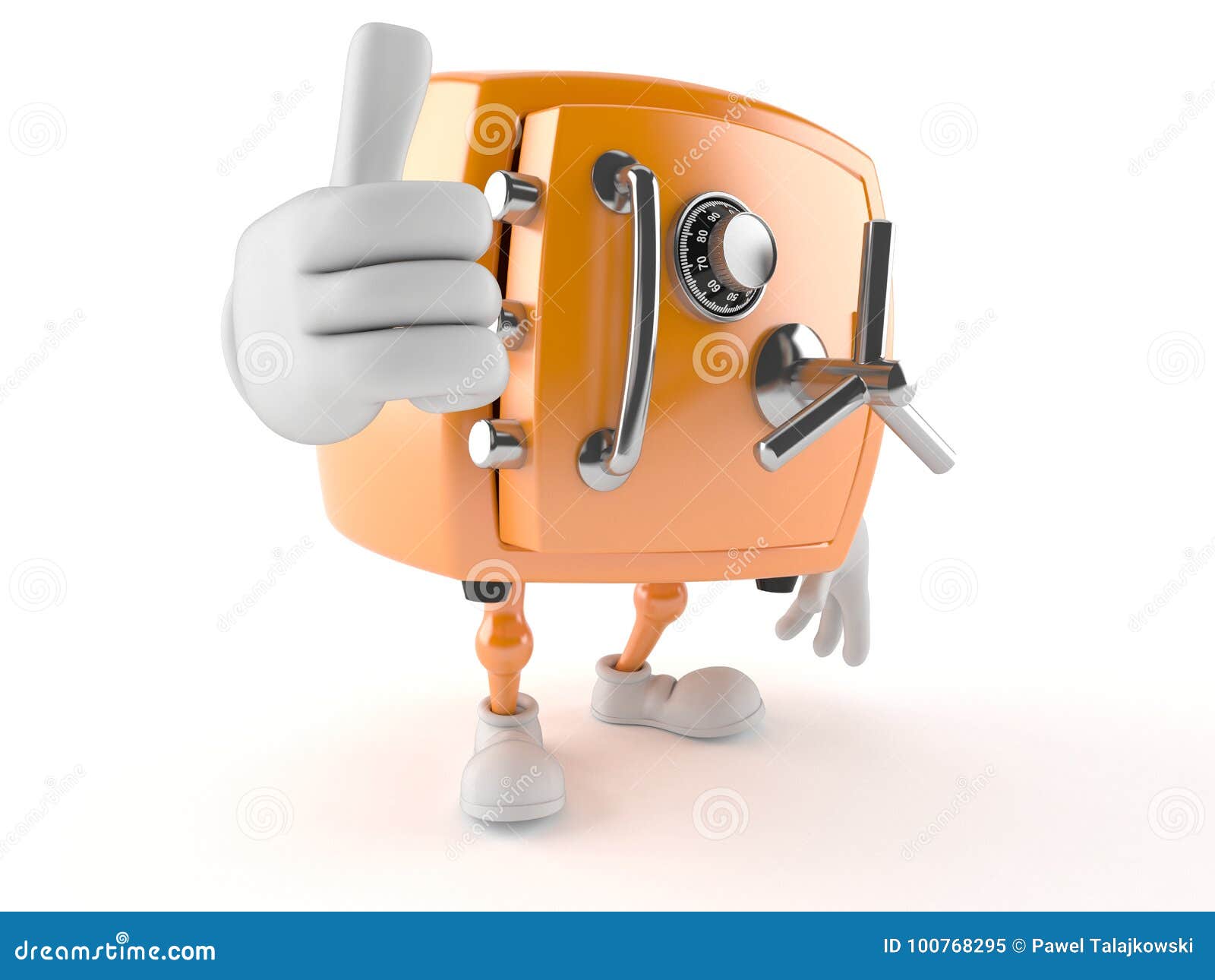 Safe Character with Thumbs Up Stock Illustration - Illustration of bank ...