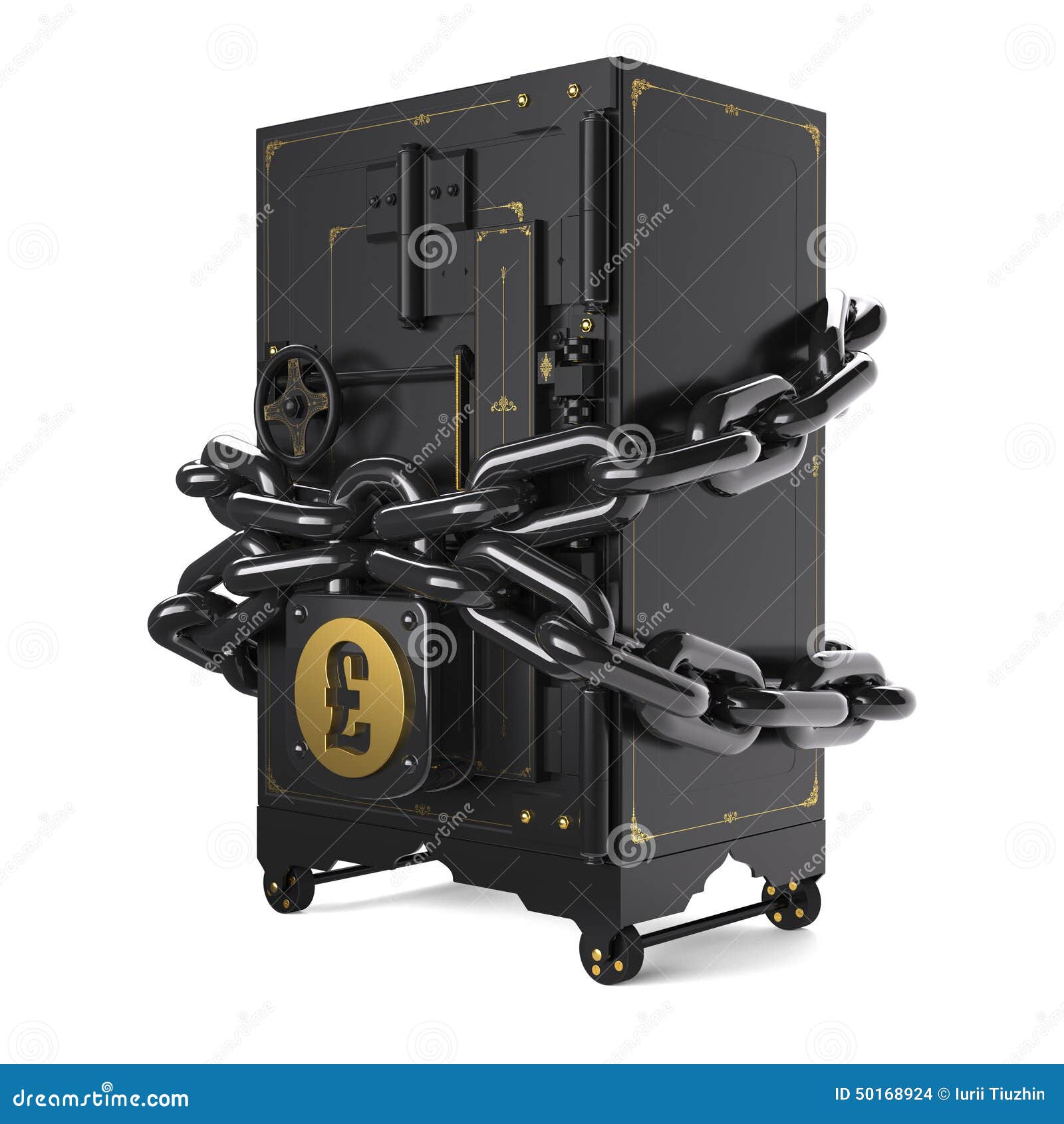 Safe Closed on the Lock and Chain Stock Illustration - Illustration of ...