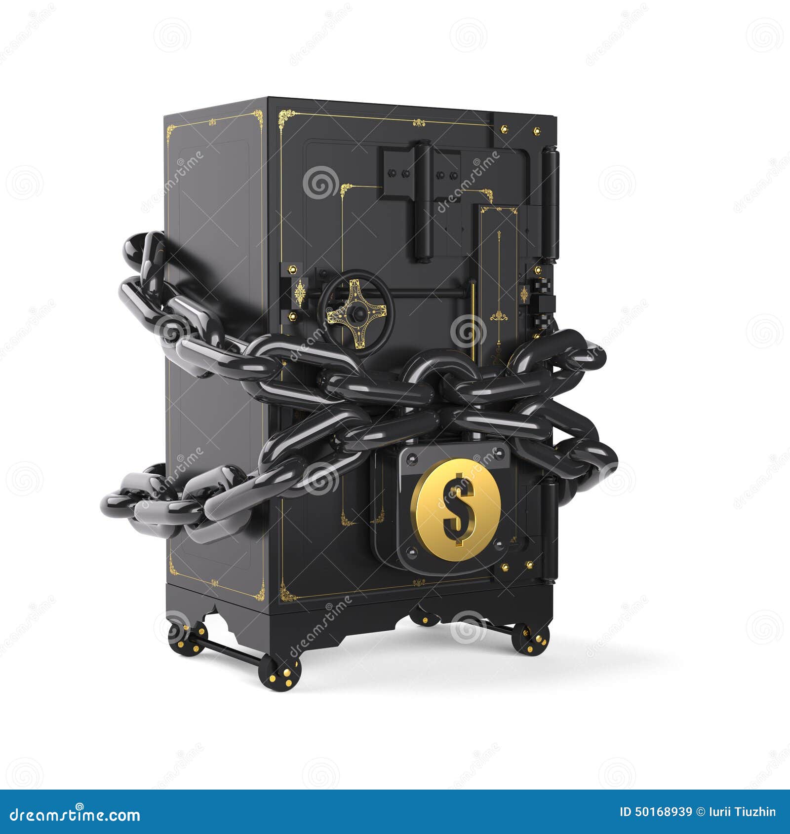 Safe Closed on the Lock and Chain Stock Illustration - Illustration of ...