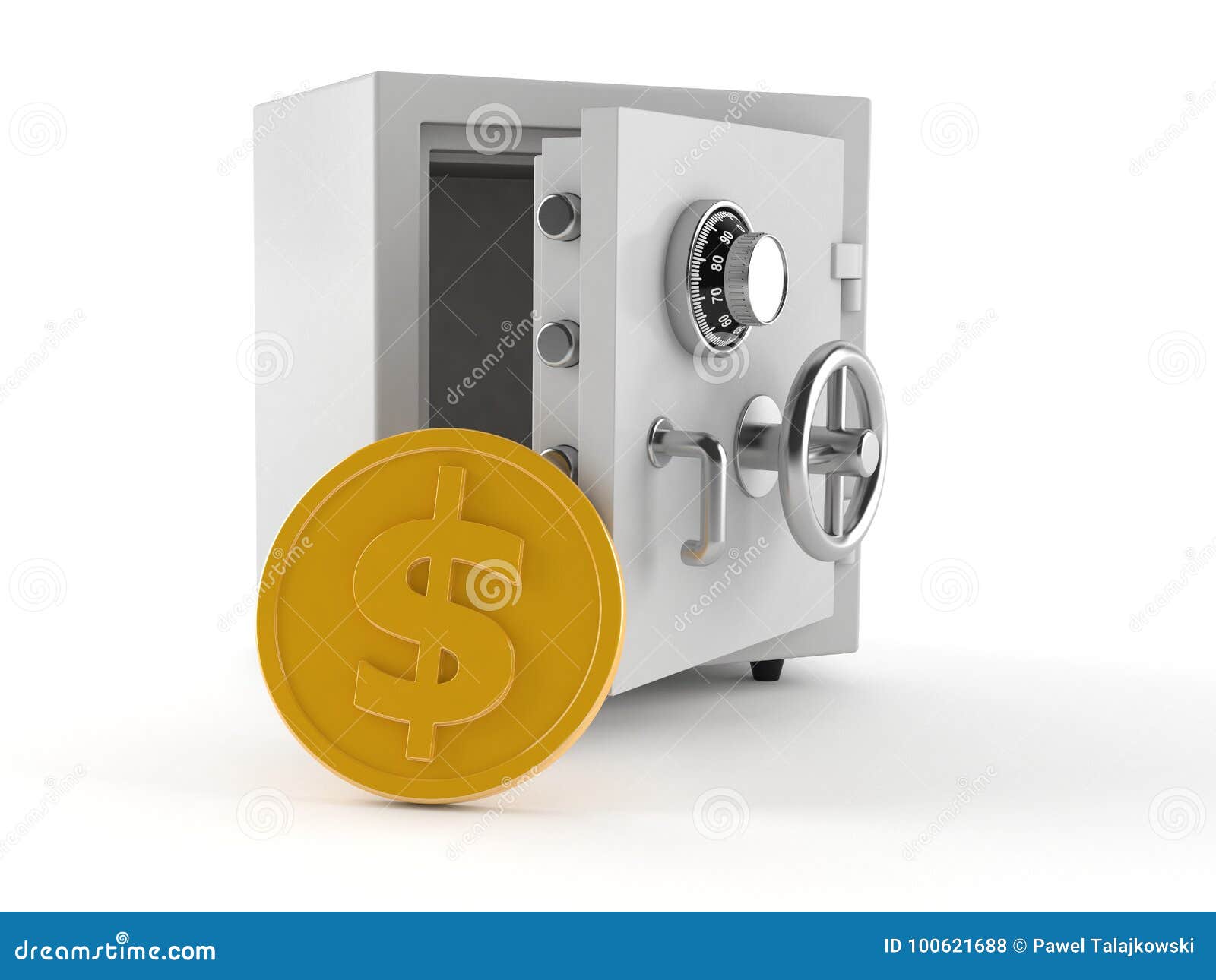 Safe with coin stock illustration. Illustration of open - 100621688