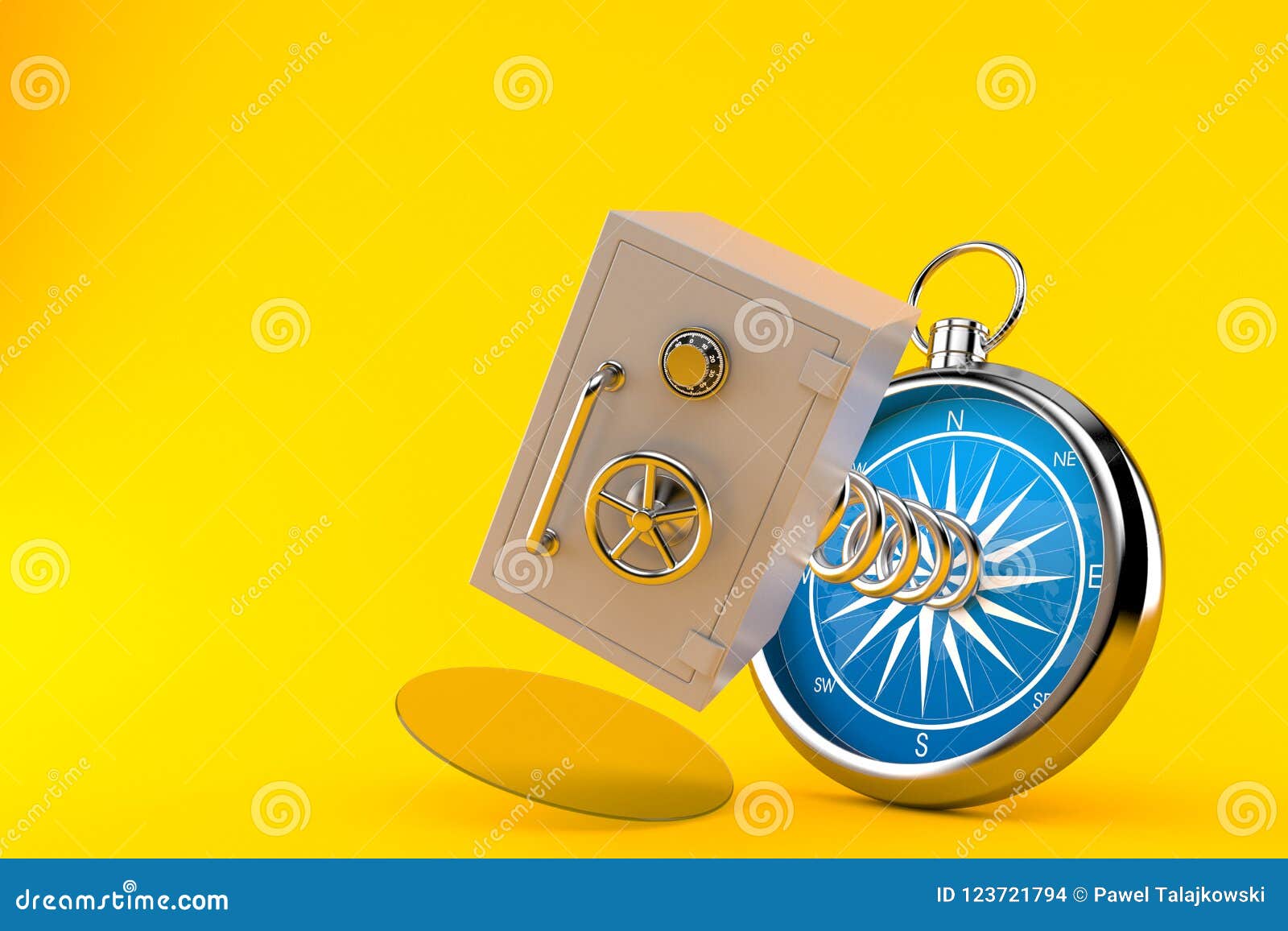 Safe with compass stock illustration. Illustration of geography - 123721794