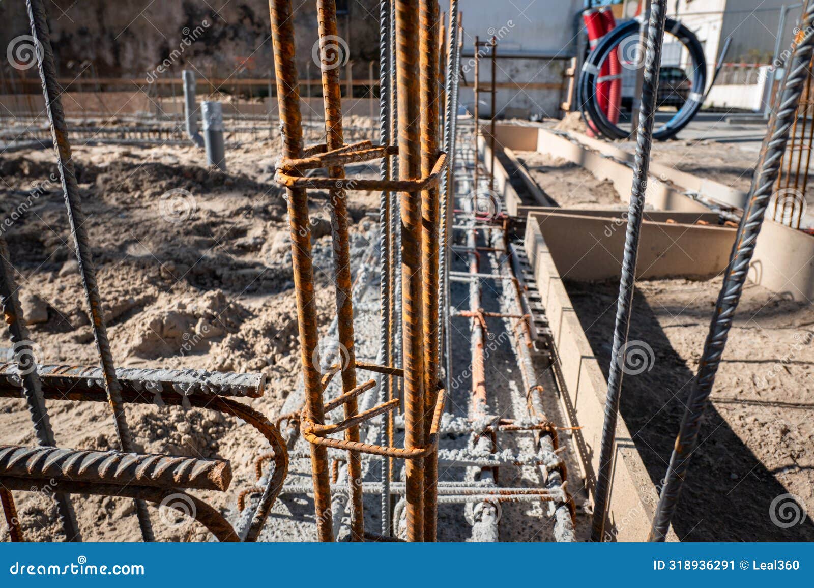 Safe Construction: Robust Steel and Concrete Foundations Stock Image ...