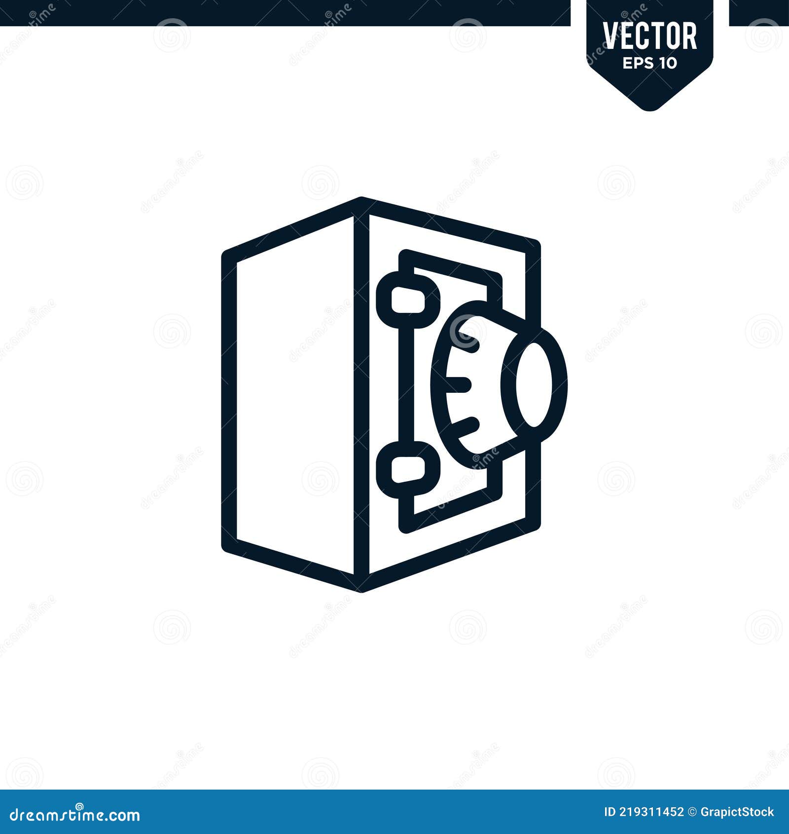 Safe Deposit Box Icon Collection in Outlined or Line Art Style Stock ...