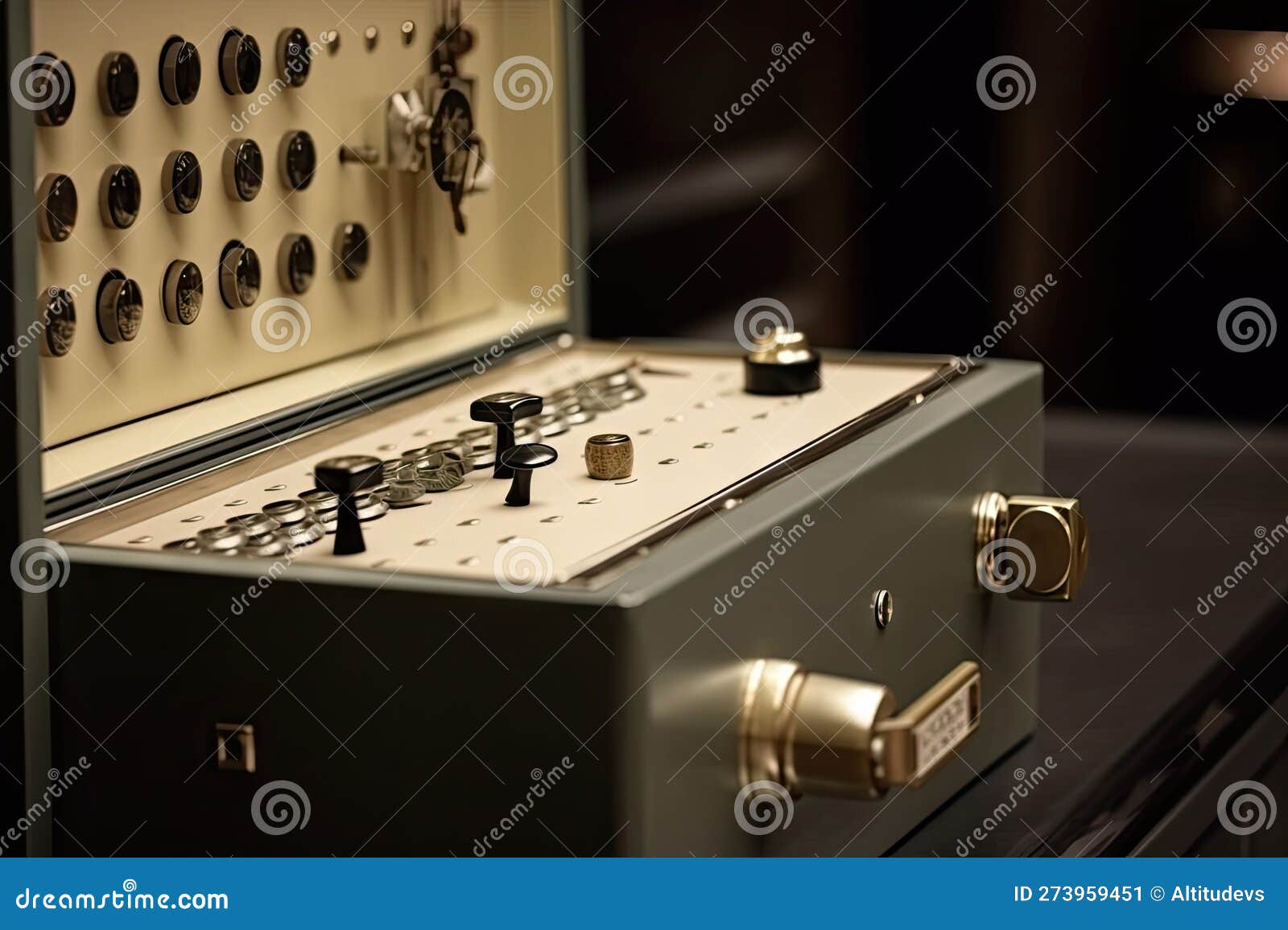 Safe Deposit Box with Key in Lock, Ready for Use Stock Image - Image of ...