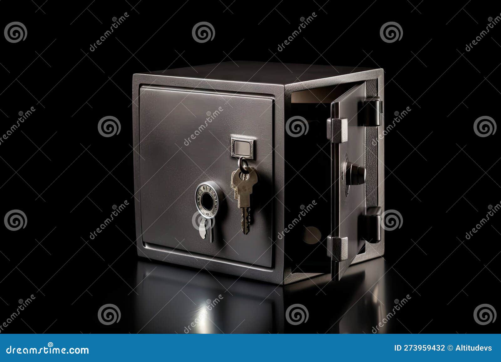 Safe Deposit Box, with Keyhole and Lock, on Black Background Stock ...