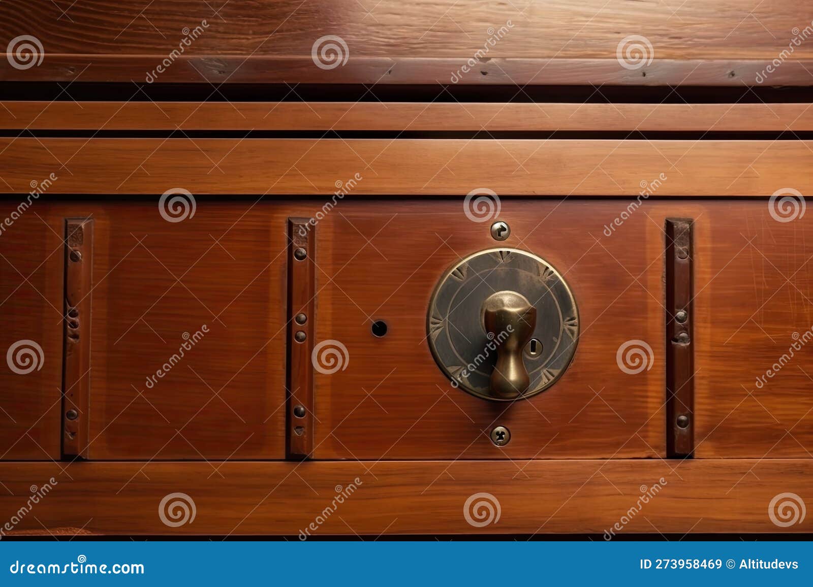 Safe Deposit Box, with Keyhole and Lock Visible, Placed Inside Wooden ...