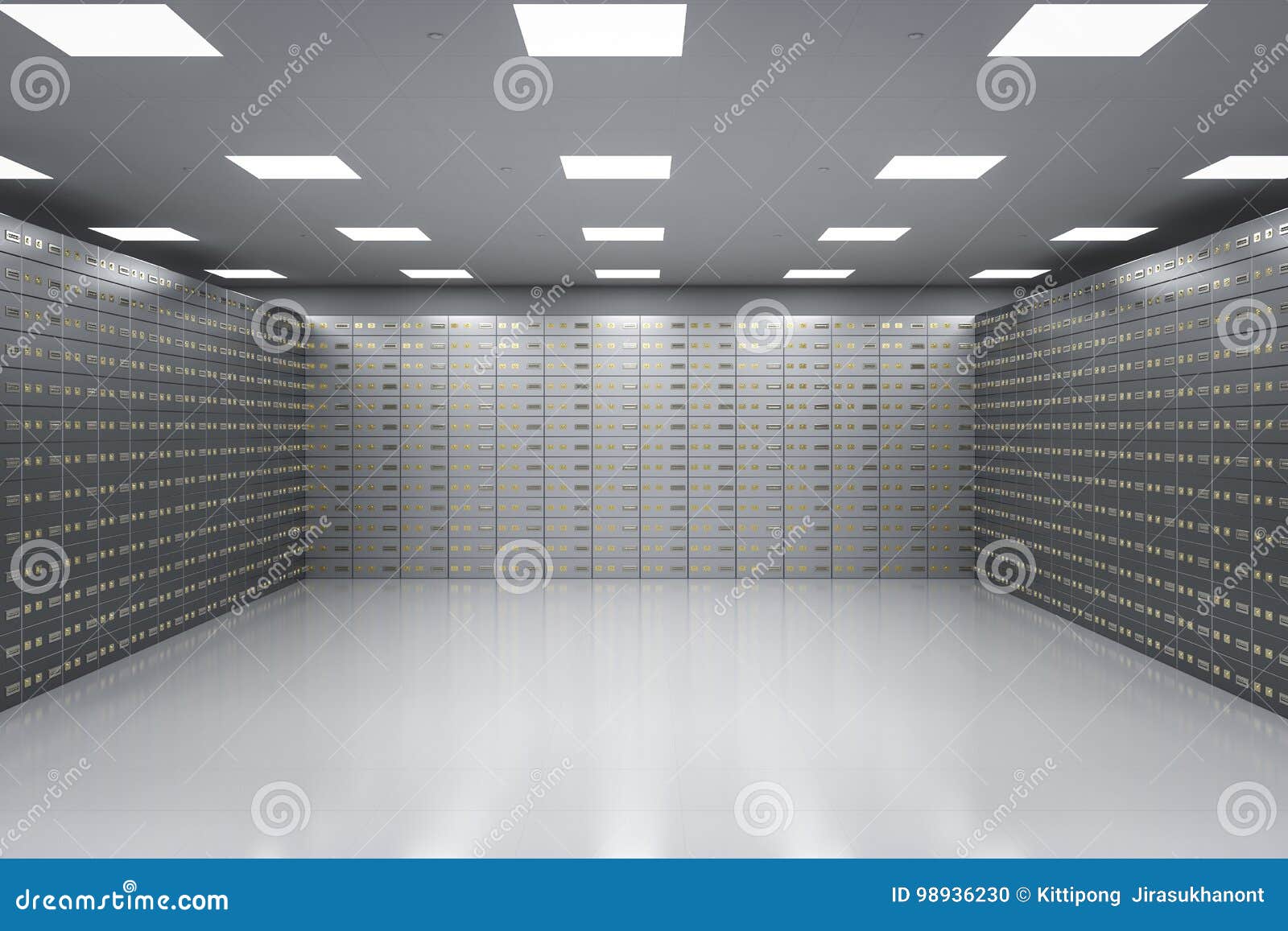 Safe Deposit Boxes Inside Bank Vault Stock Illustration - Illustration ...