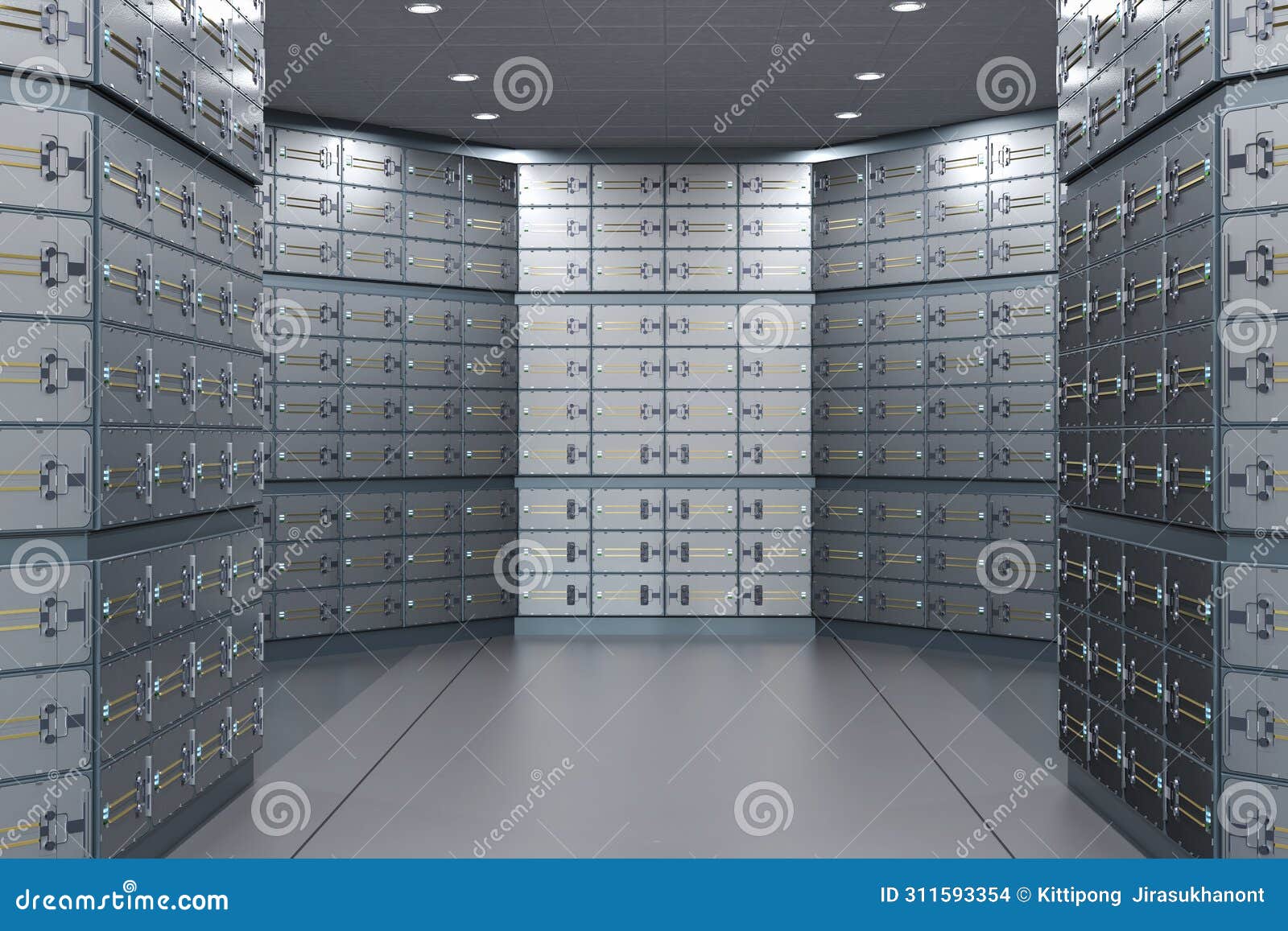 Safe Deposit Boxes Inside Bank Vault Interior Stock Illustration ...