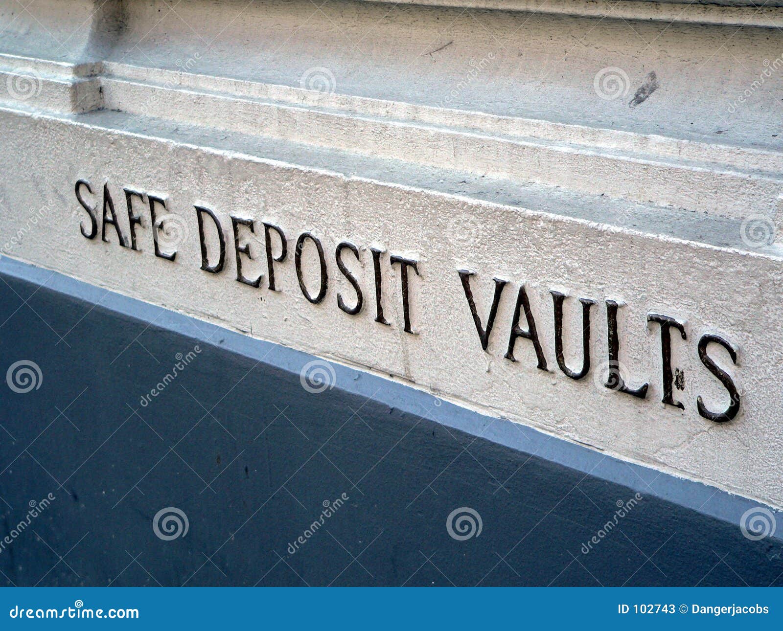 Safe Deposit Vaults Sign on Bank Stock Image - Image of checking ...