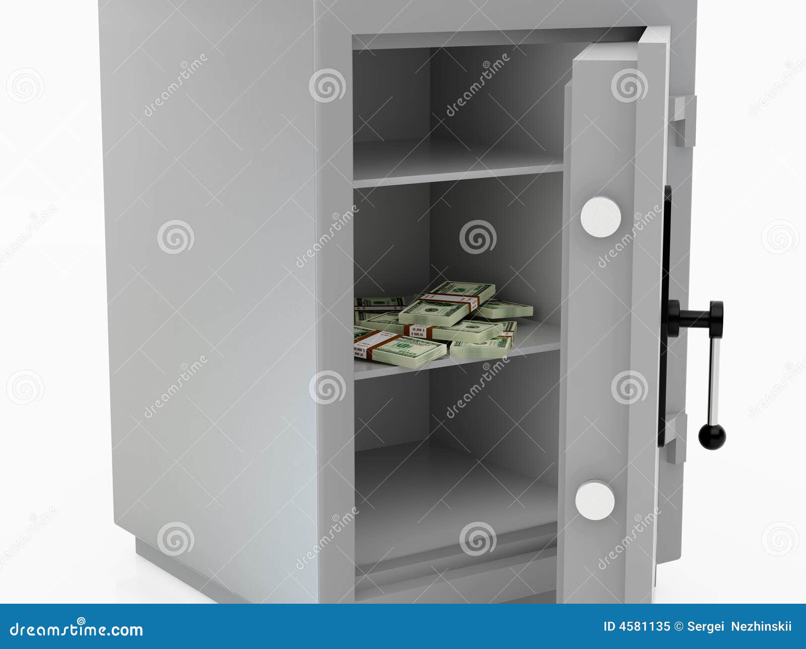 Safe with dollars stock illustration. Illustration of blue - 4581135