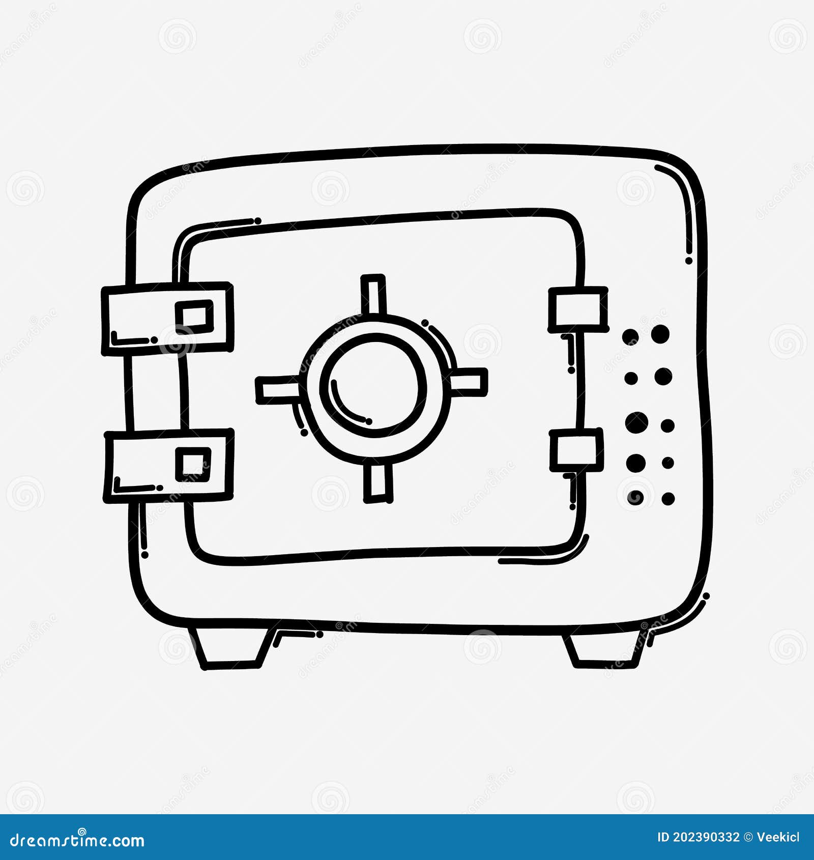 Safe Doodle Vector Icon. Drawing Sketch Illustration Hand Drawn Line ...