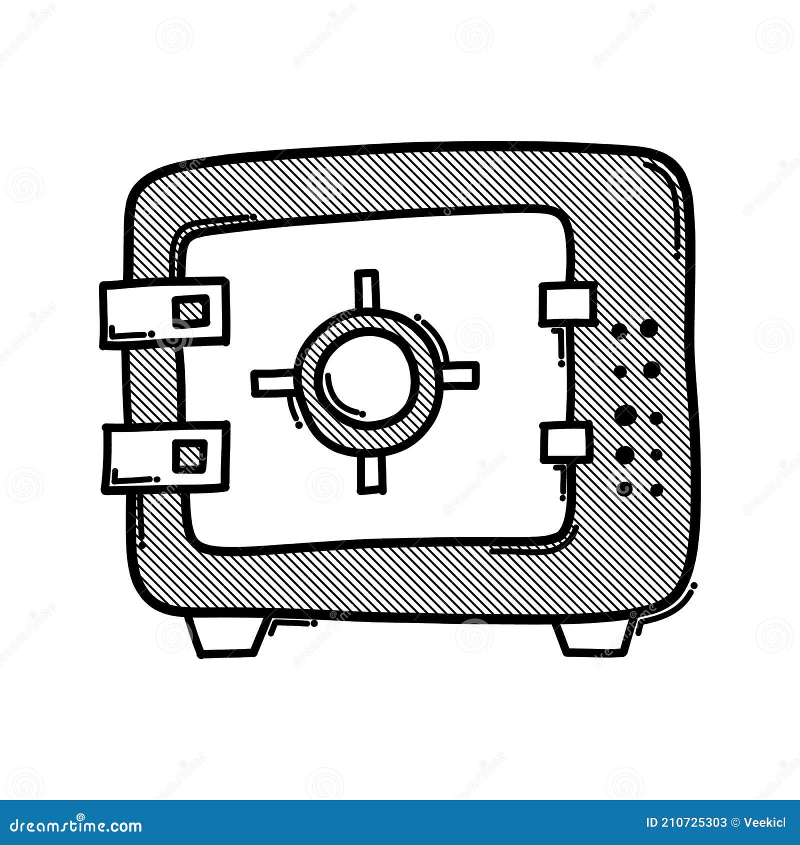 Safe Doodle Vector Icon. Drawing Sketch Illustration Hand Drawn Line ...