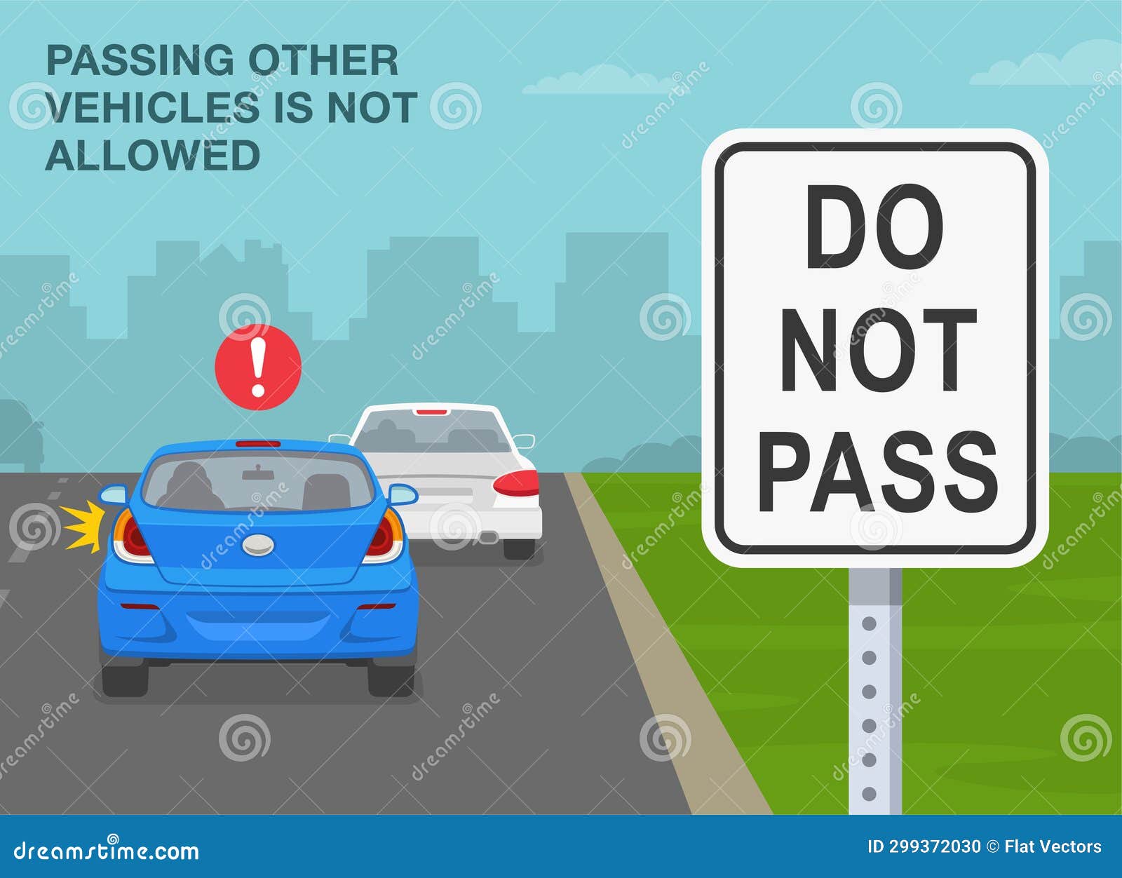 Traffic May Pass Either Side Of The Island Obstruction Road Sign Meaning Vector Illustration