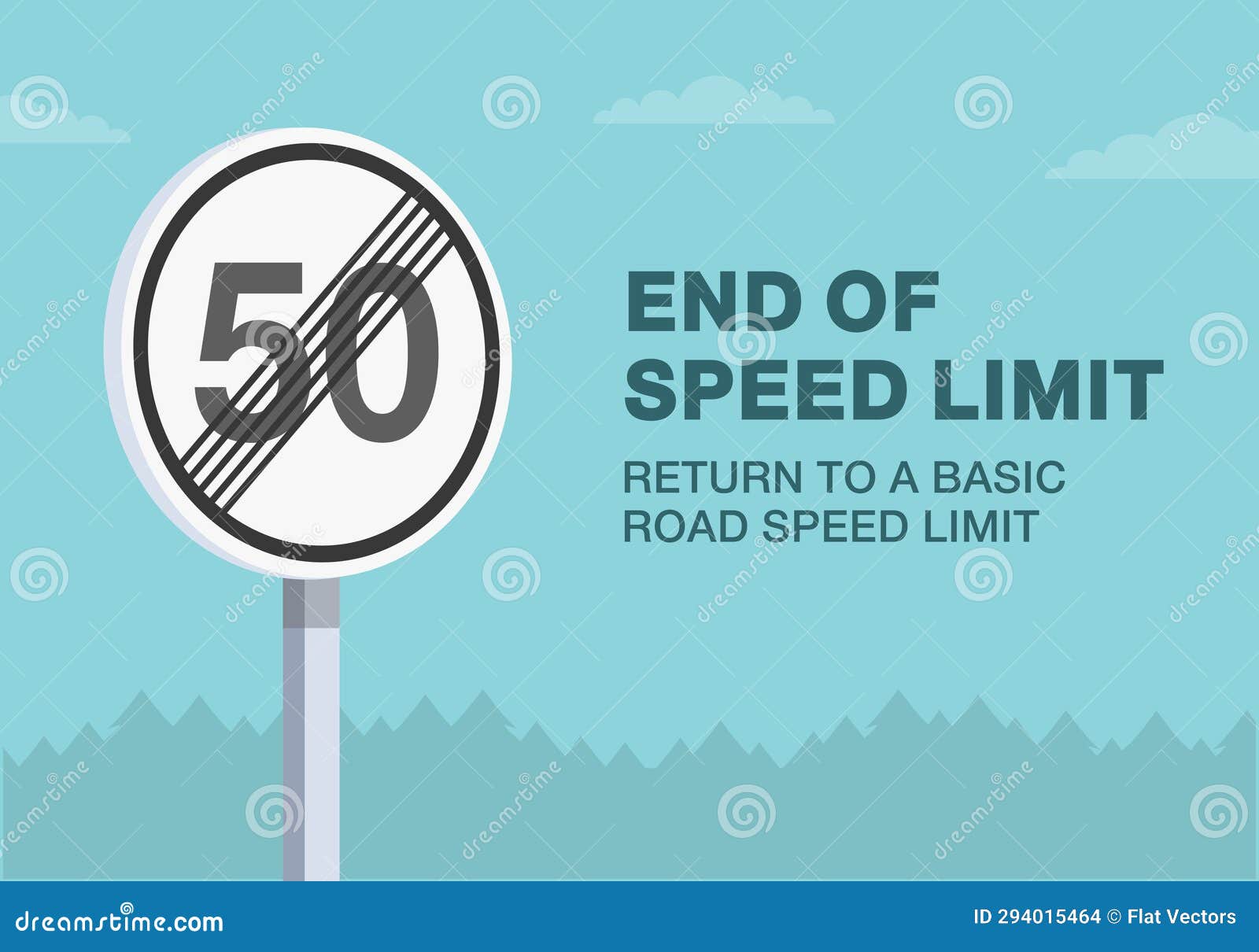 End of Speed Limit, Return To a Basic Speed Limit Road Sign. Close-up ...