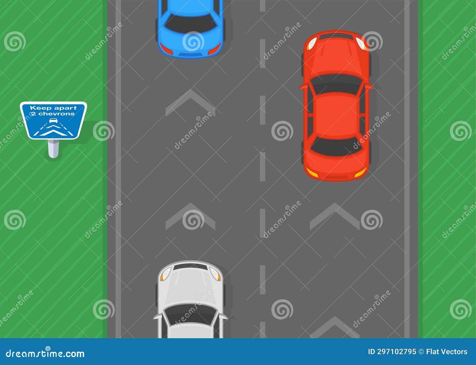 Top View of a Traffic Flow on Highway with Chevron Marking. Stock ...